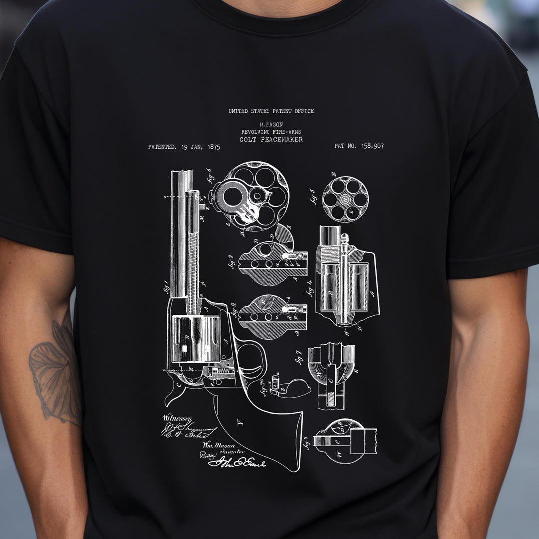 Colt Peacemaker Revolver From 1875 From US Patent Office. T-shirt Gift ...