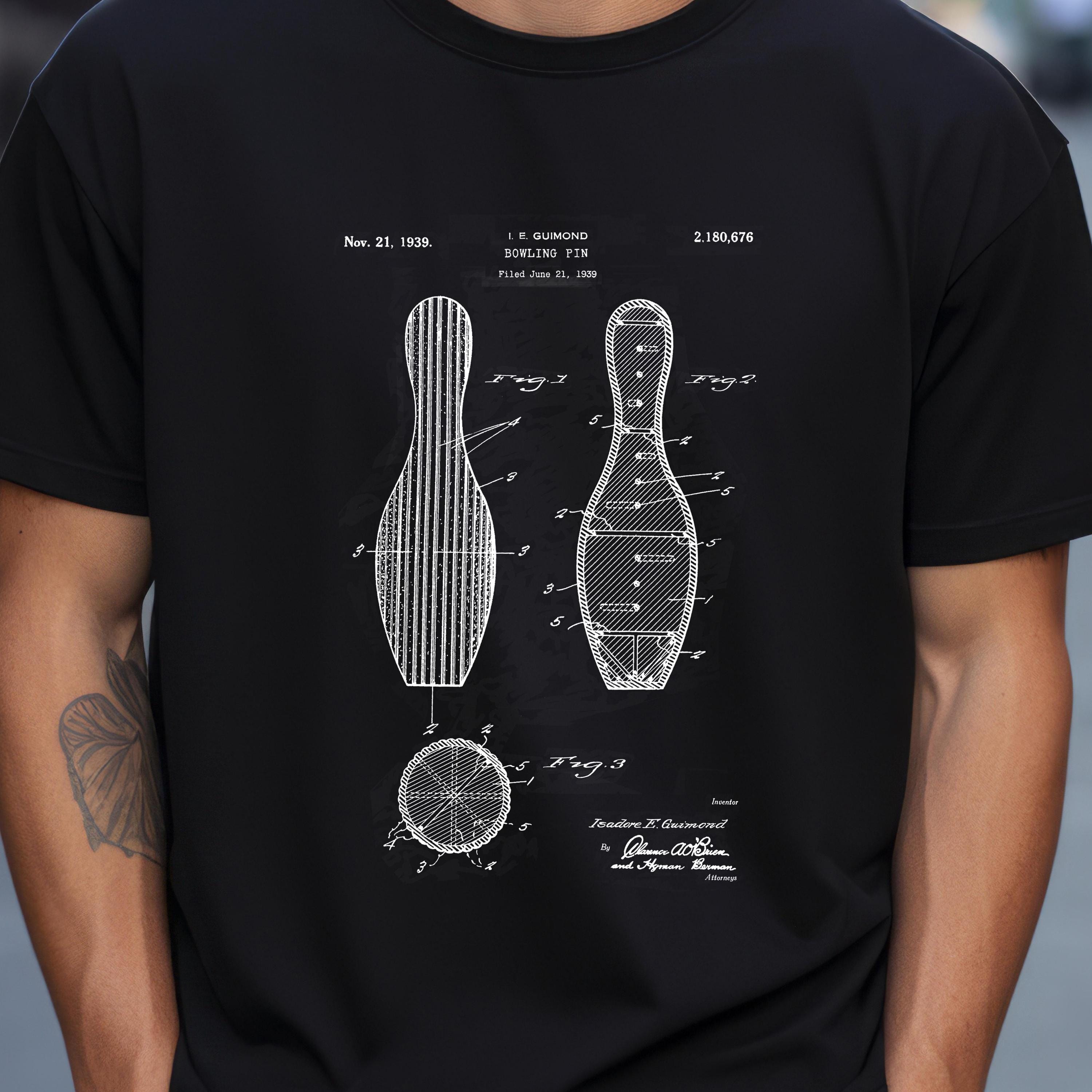 Bowling Pins Design From 1939 From US Patent Office. T-shirt Gift for ...