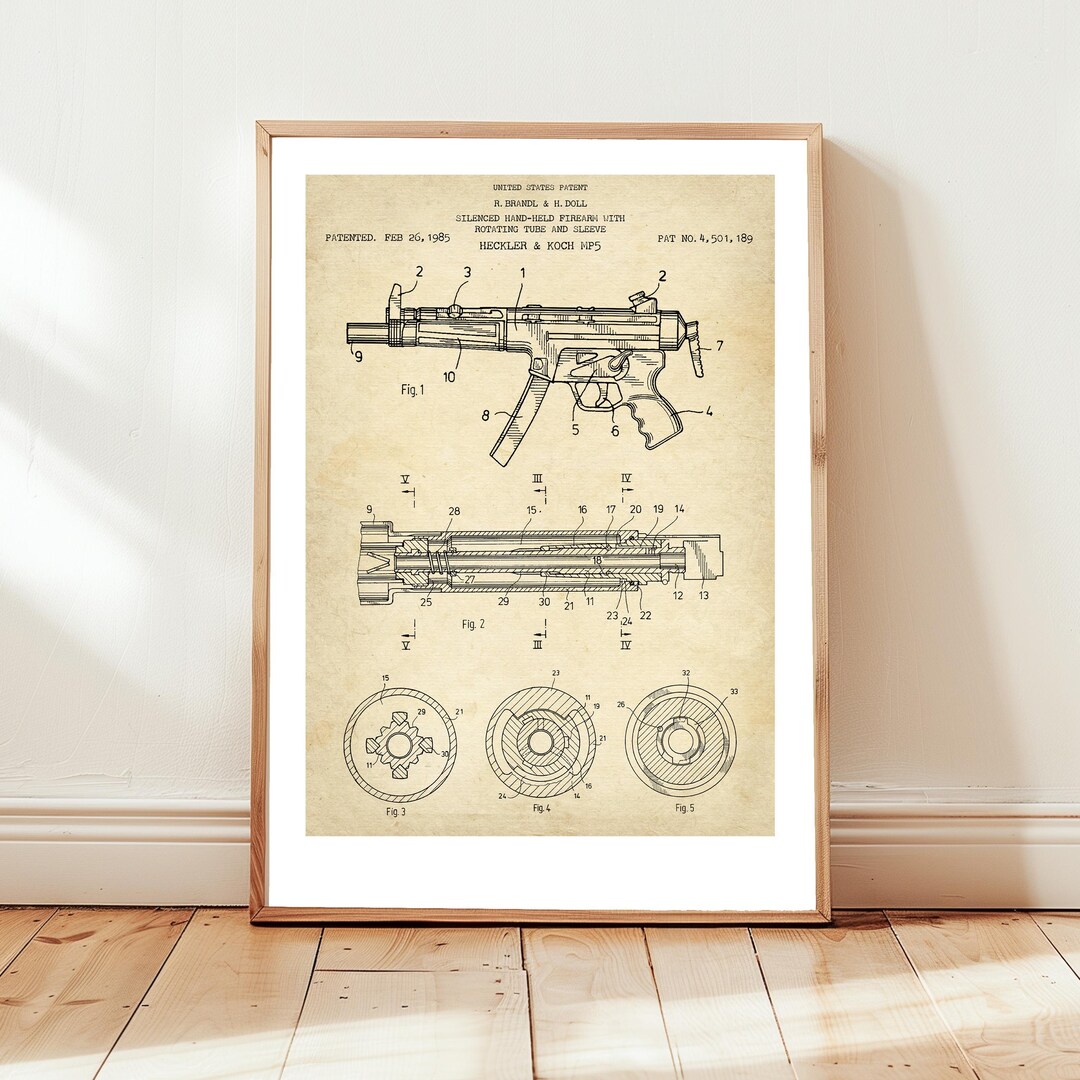 Heckler & Koch MP5 Sub Machine Gun From US Patent Office. Poster Gift ...