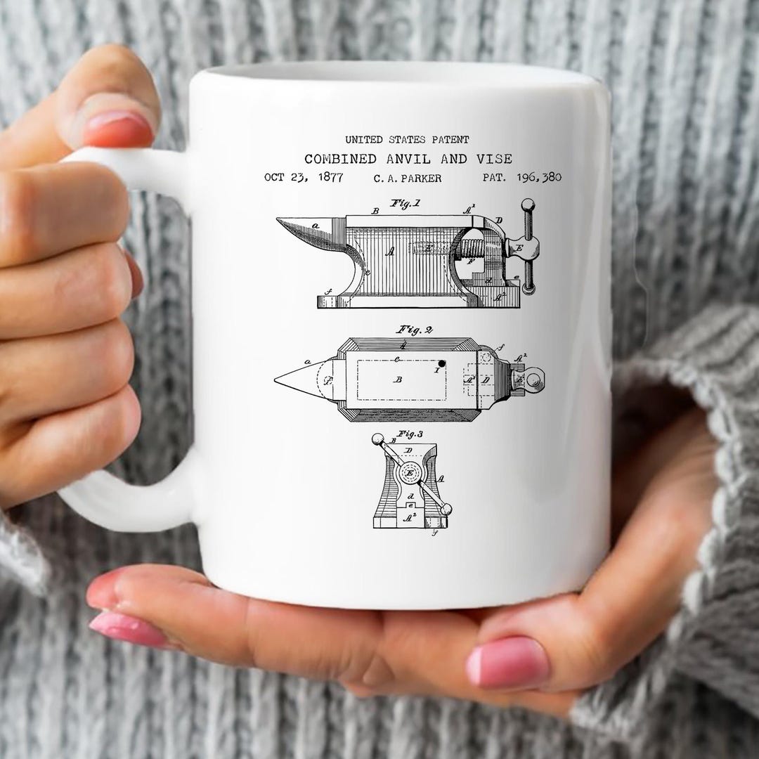 Old Anvil and Vise Design From US Patent Office. Mug Gift for Handyman ...