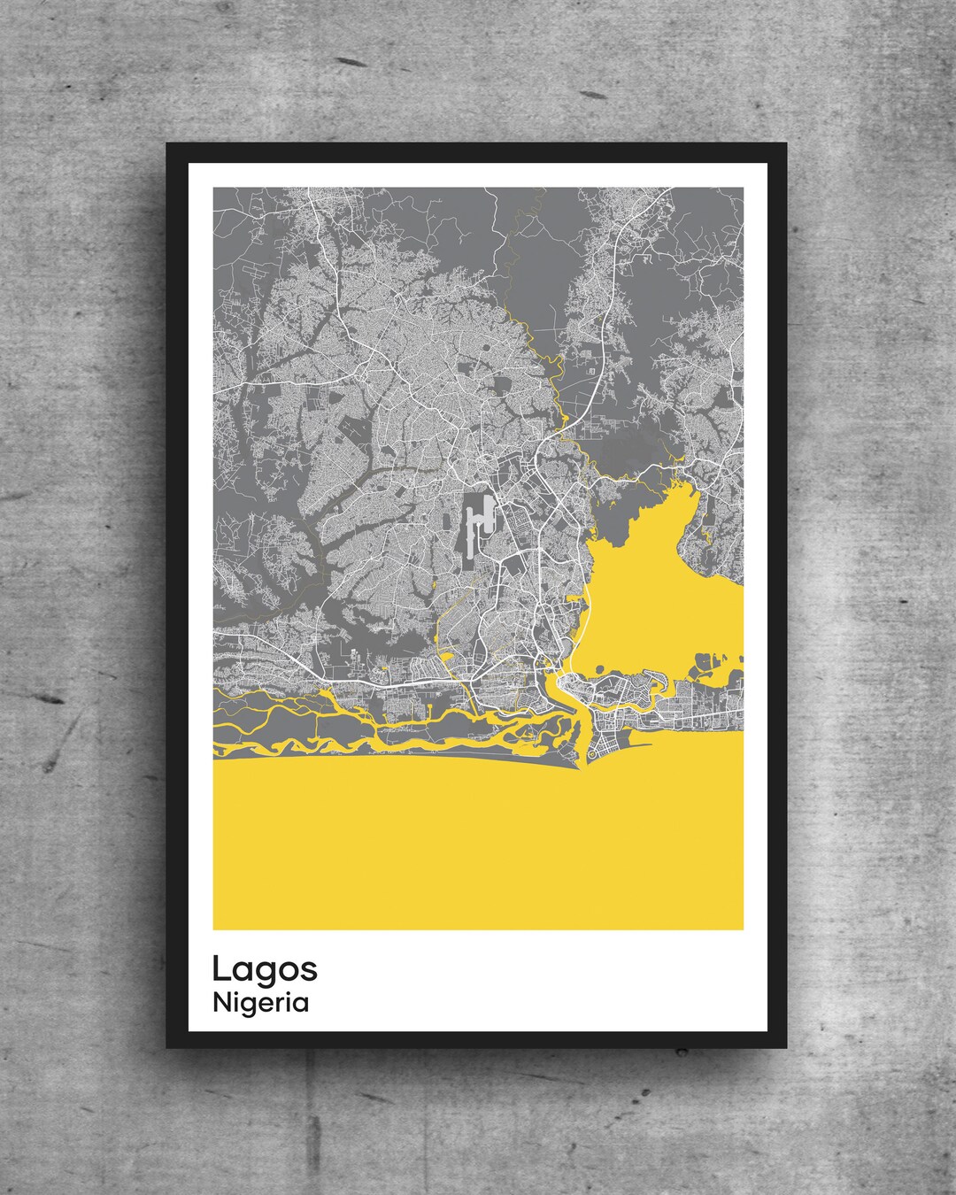 Lagos Minimalist Map Print Poster. Quality Colourful Poster of Lagos ...