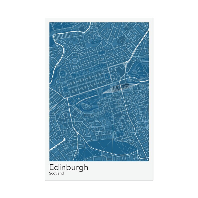 Edinburgh Modern Minimalist Map Print Poster. Quality Colourful Poster ...