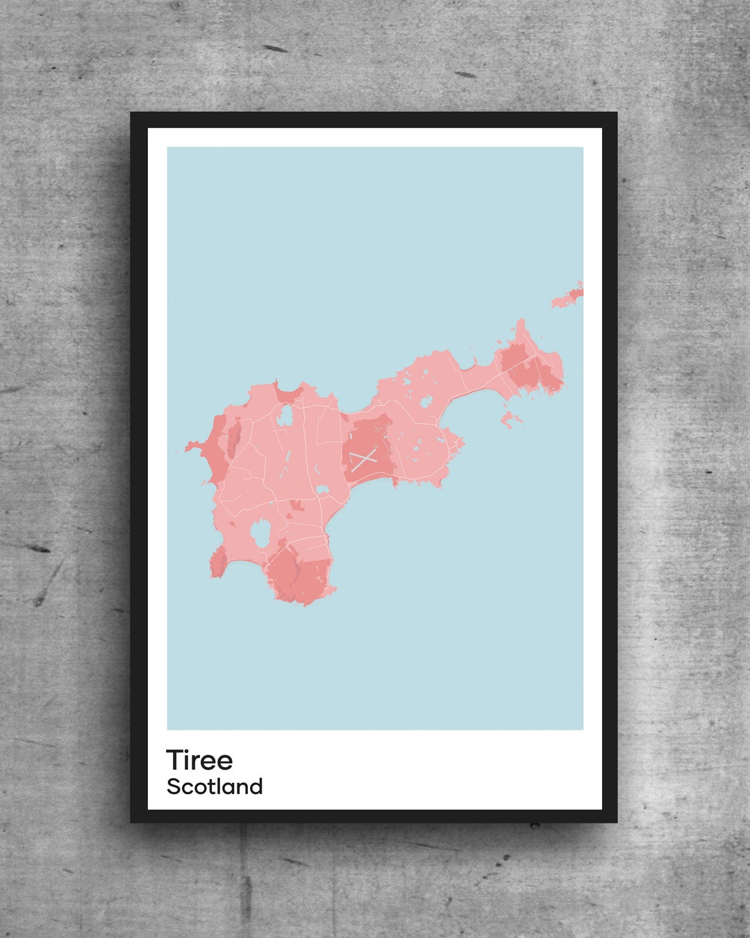 Tiree Scotland Minimalist Map Print Poster. Quality Colourful Poster of ...
