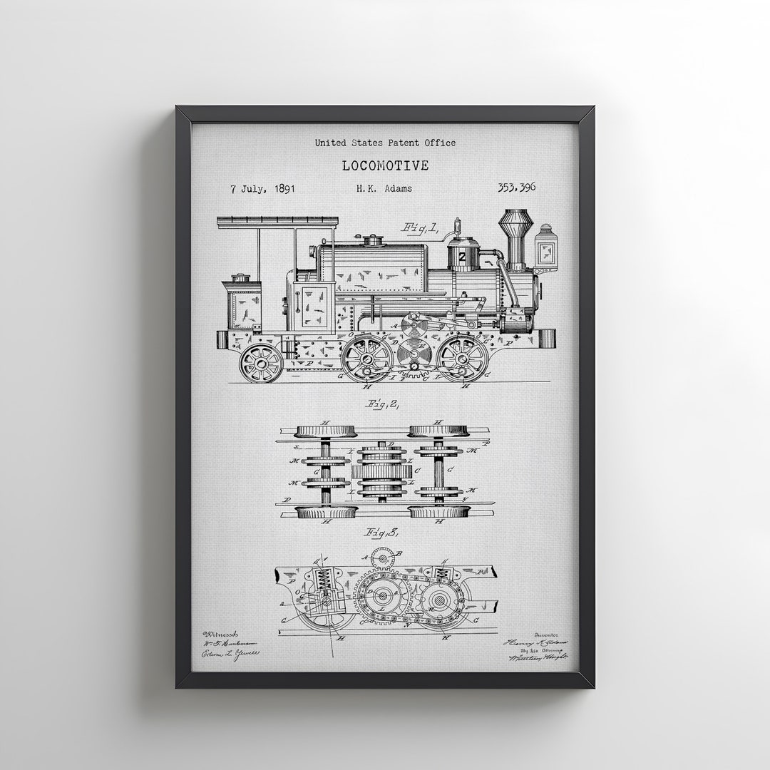 Steam Locomotive Design by Adams From 1891 From the US Patent Office ...