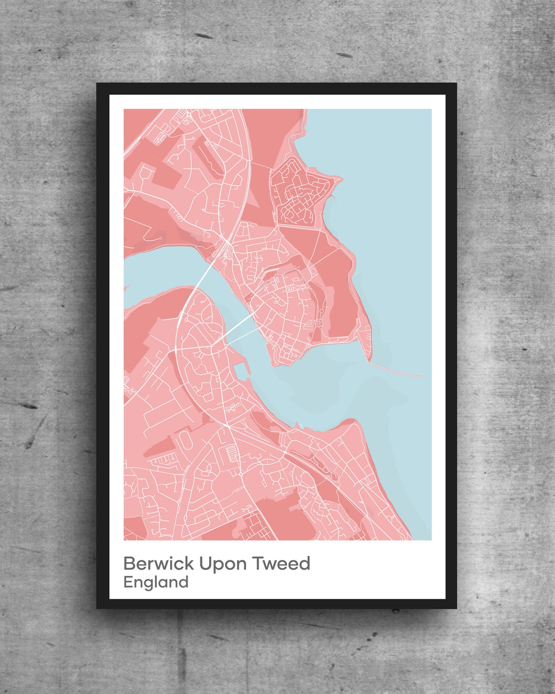 Berwick Upon Tweed Modern Minimalist Map Print Poster. Quality ...