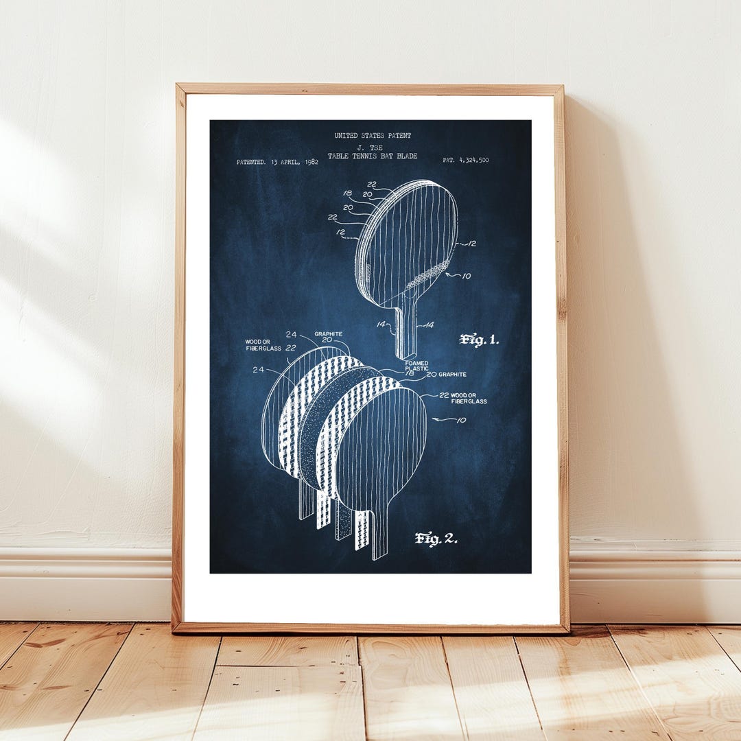 Table Tennis Bat Design From the US Patent Office - Perfect Gift Idea ...