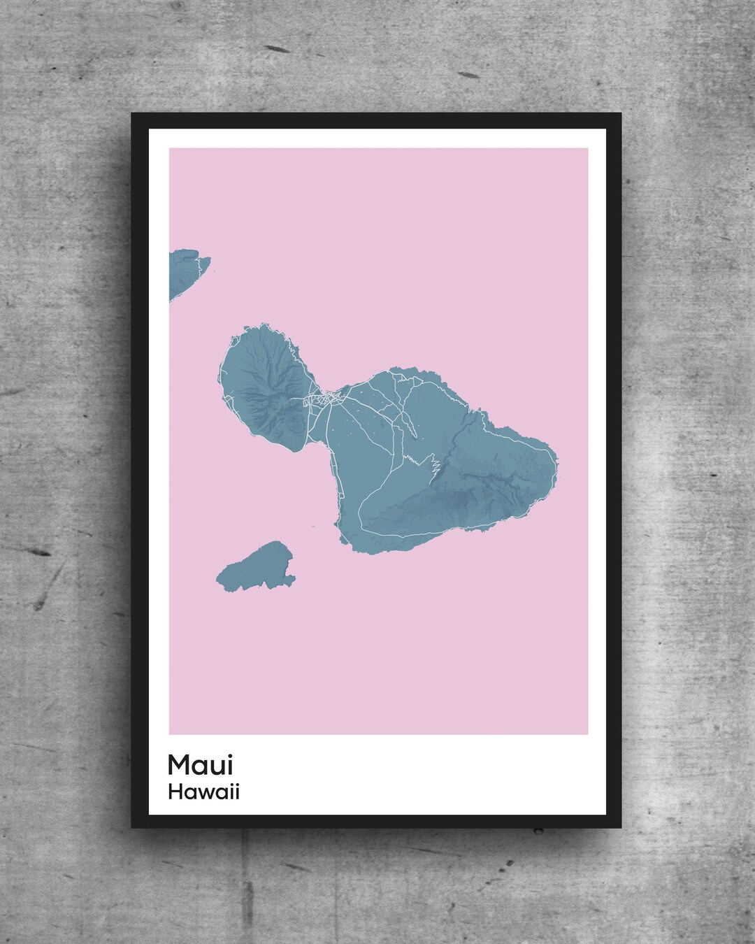 Maui Hawaii Minimalist Map Print Poster. Quality Colourful Poster on ...