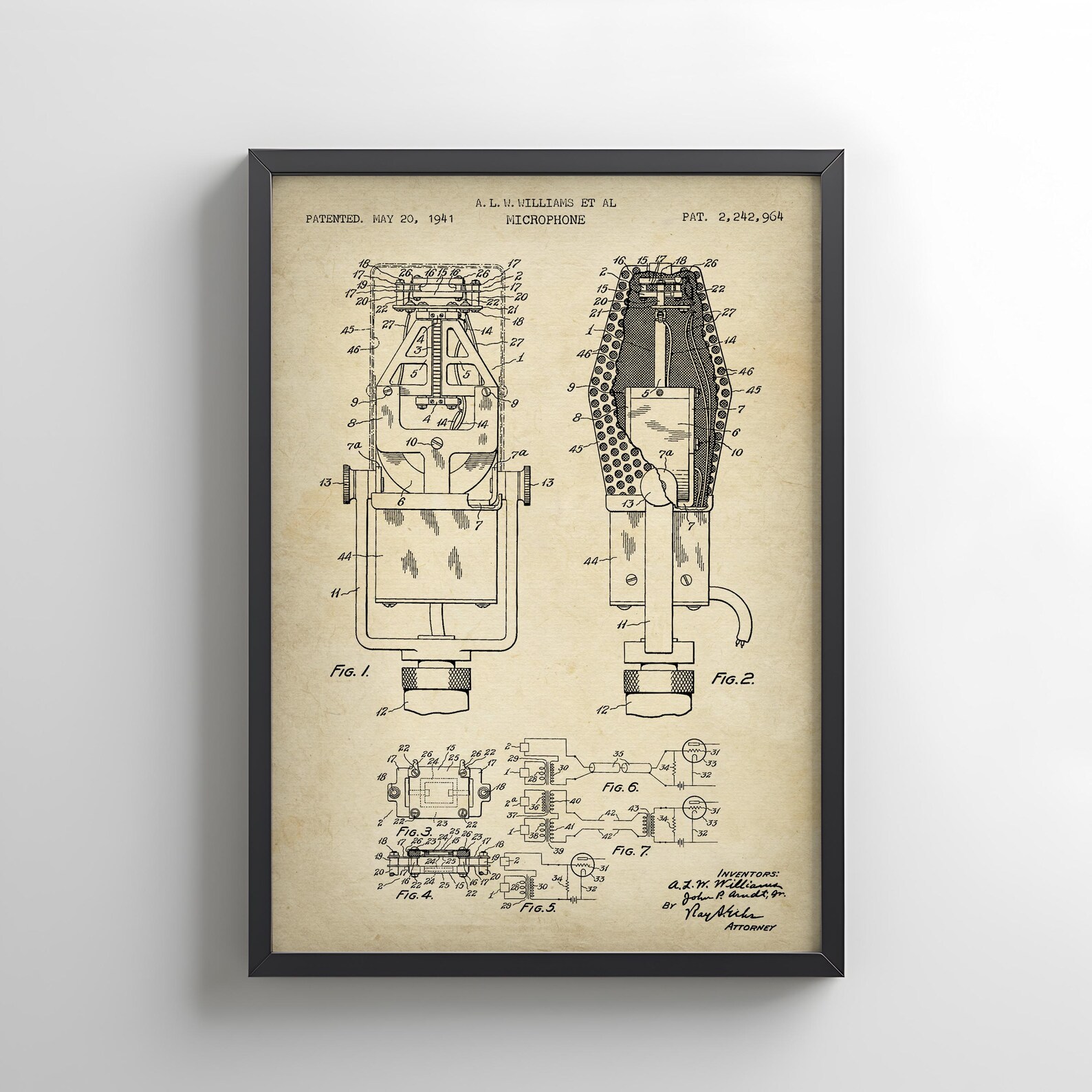 Microphone Design From US Patent Office. Poster Gift Broadcaster ...