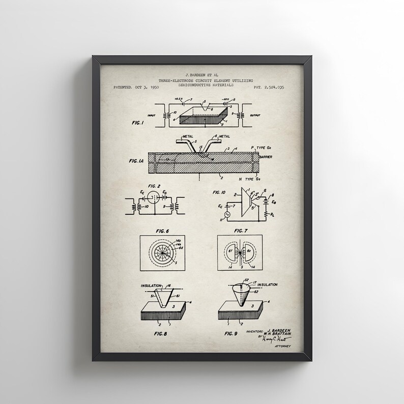 Transistor Design Invention From 1950 From US Patent Office. Poster ...