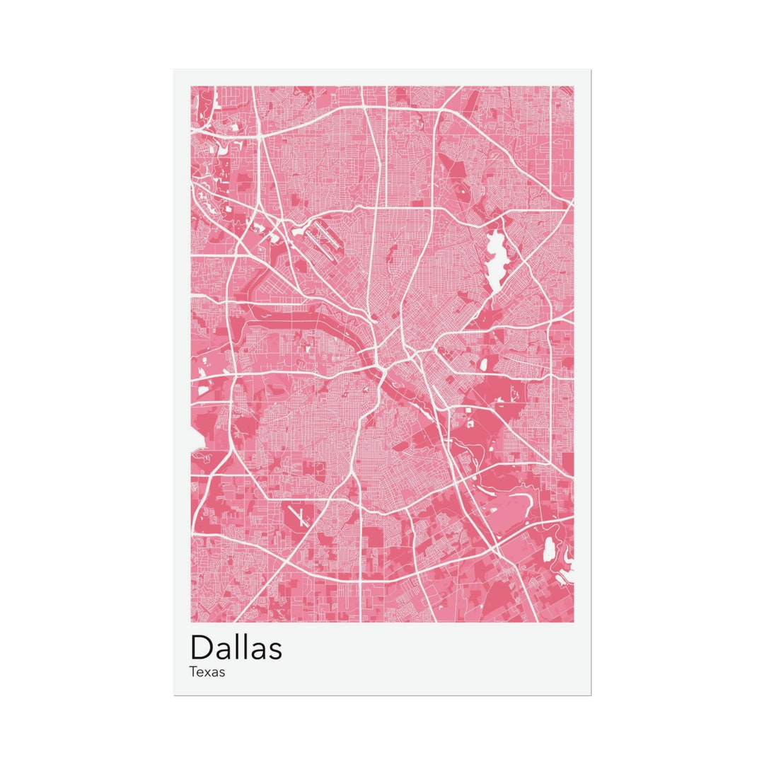 Dallas Modern Minimalist Map Print Poster. Quality Colourful Poster of ...