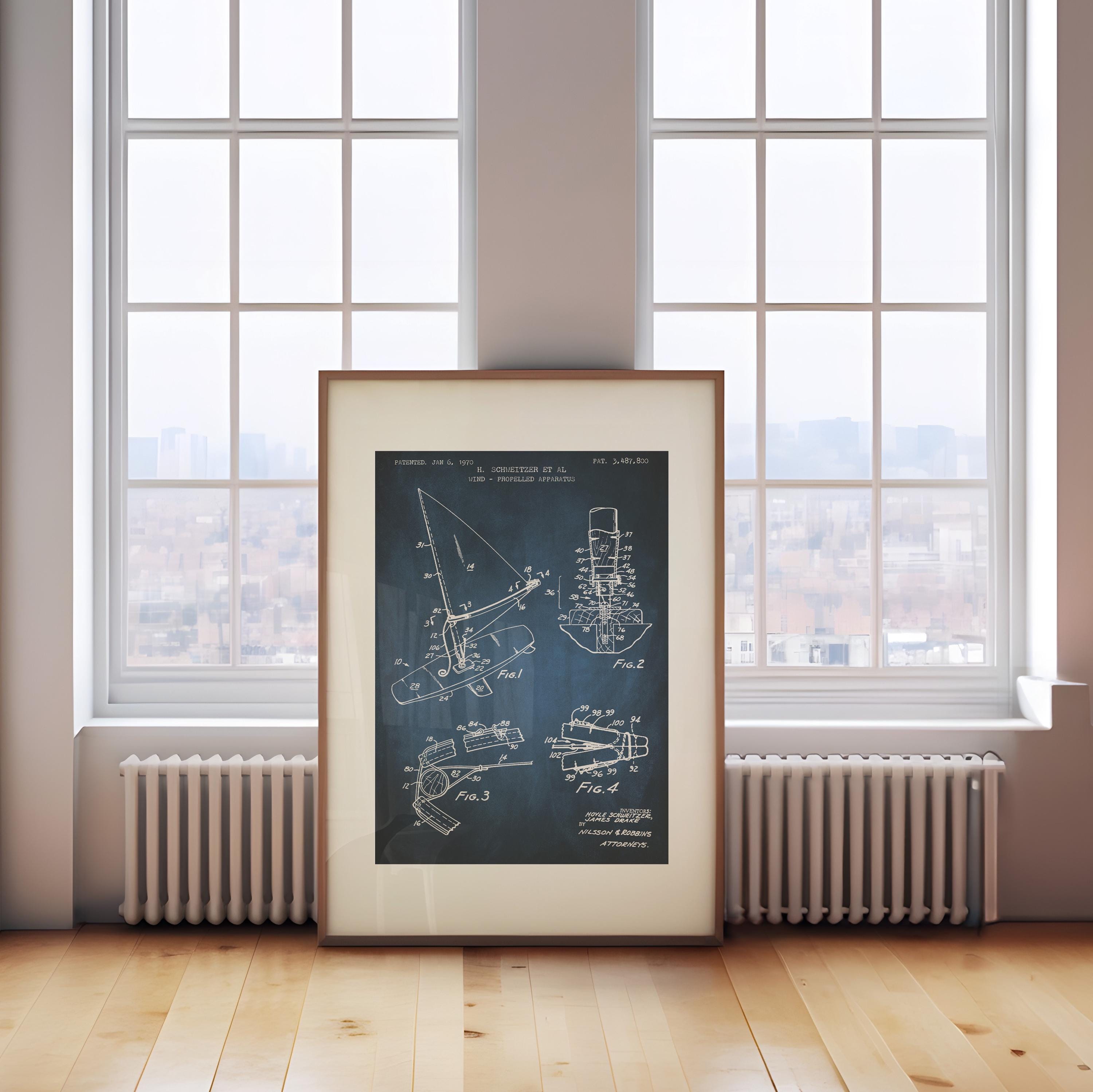 First Windsurfing Board Design From US Patent Office. Poster Gift for ...