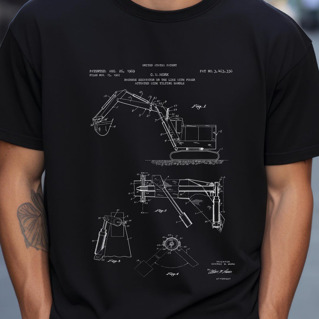 Excavator Design From the US Patent Office. T-shirt Gift Construction ...