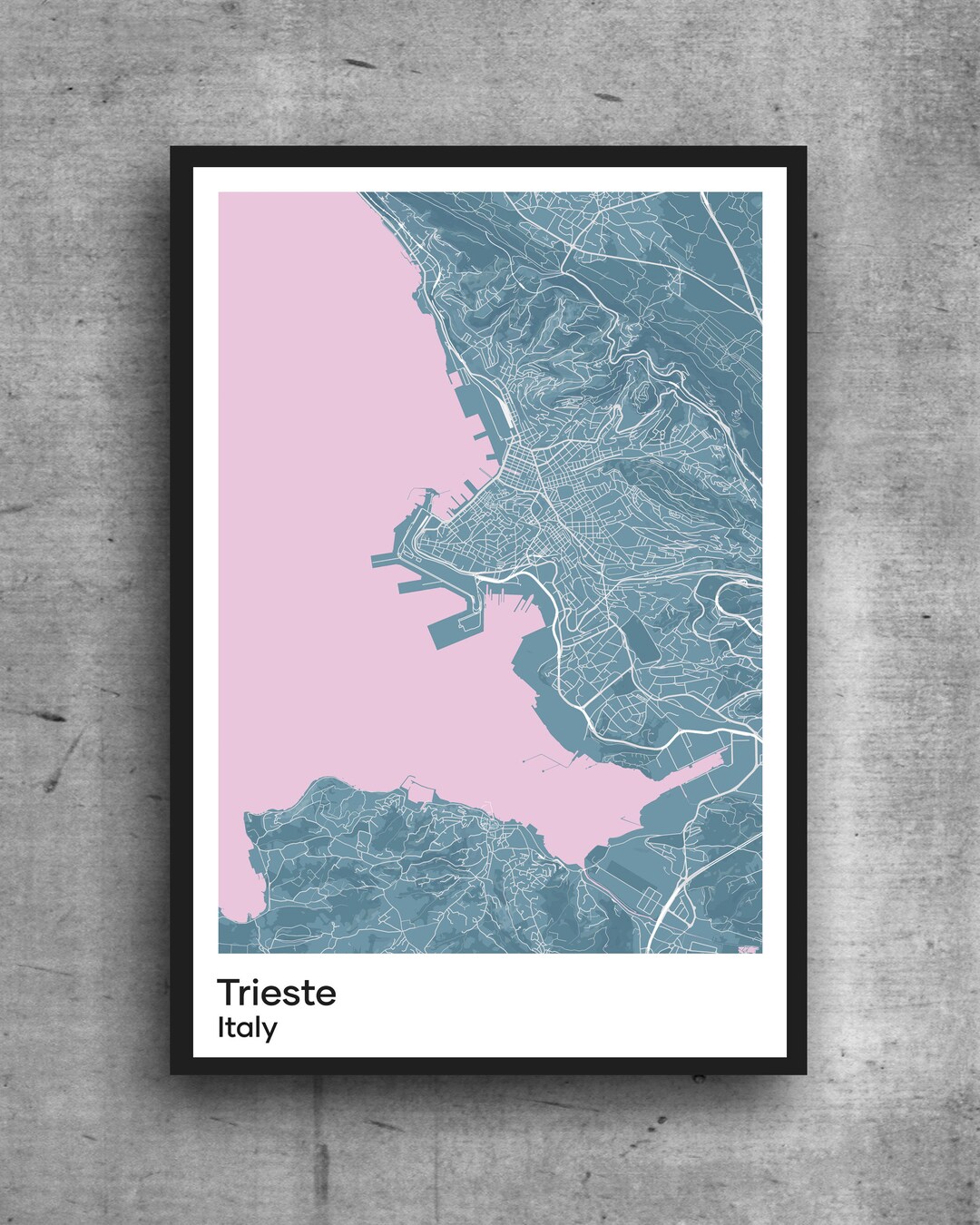 Trieste Minimalist Map Print Poster. Quality Colourful Poster of ...