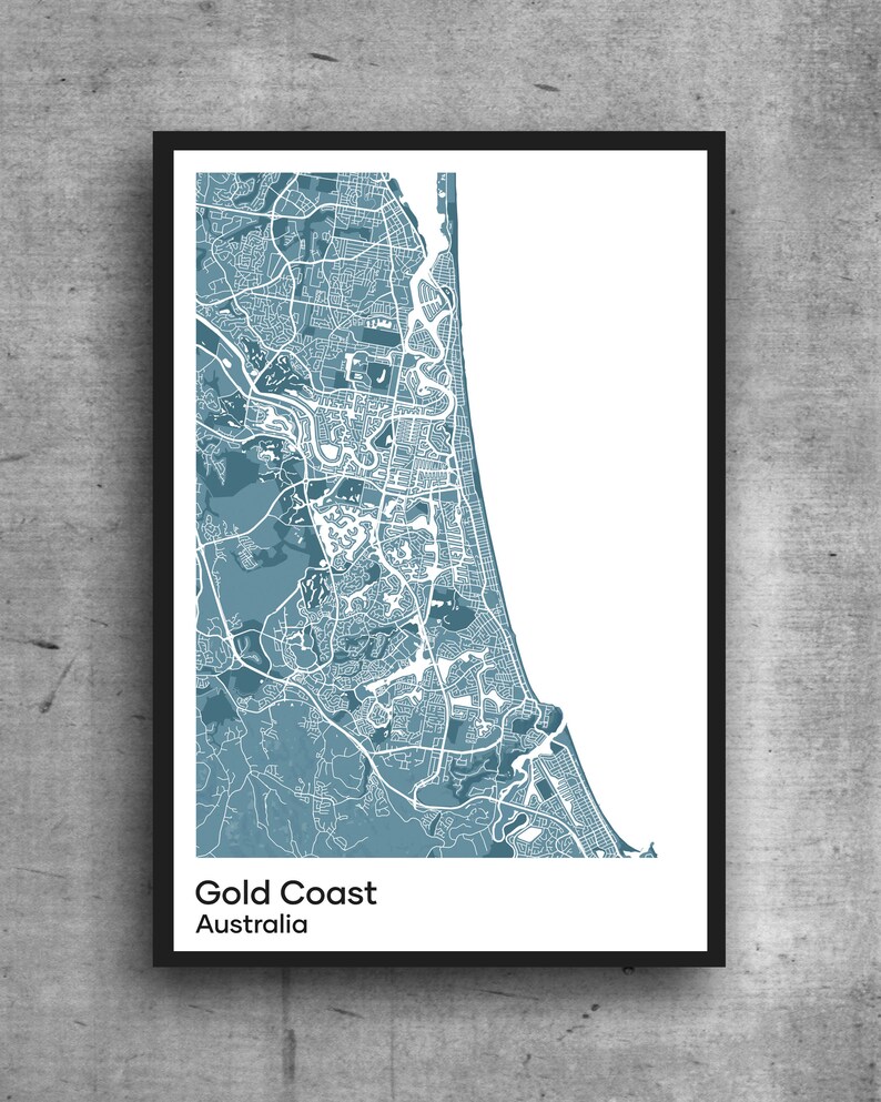 Gold Coast Australia Minimalist Map Print Poster. Quality Colourful ...