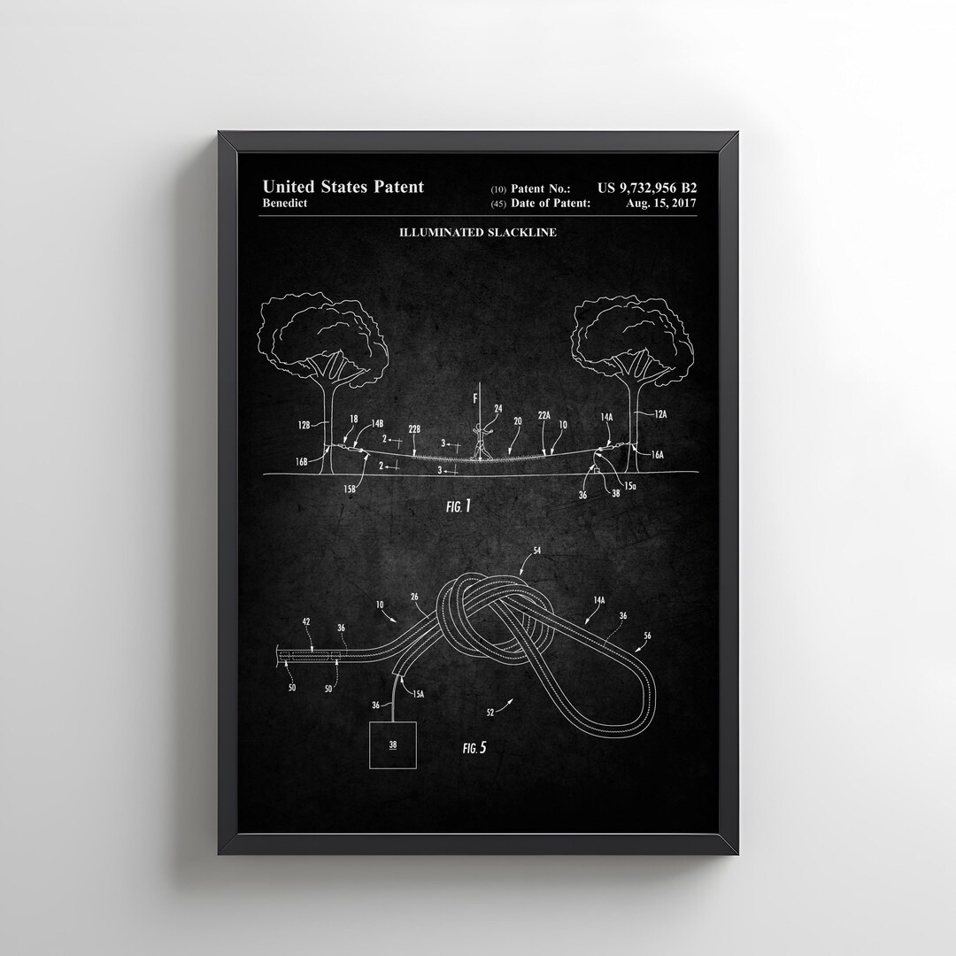 Design of a Slackline From the US Patent Office. Poster Gift for ...