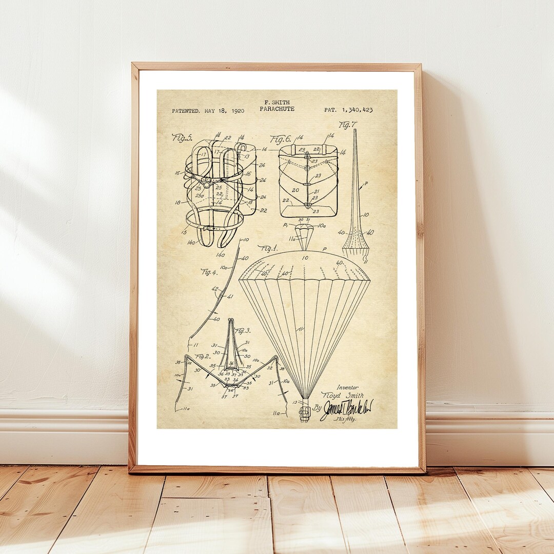 Parachute Design From 1920 From US Patent Office. Poster Design for ...