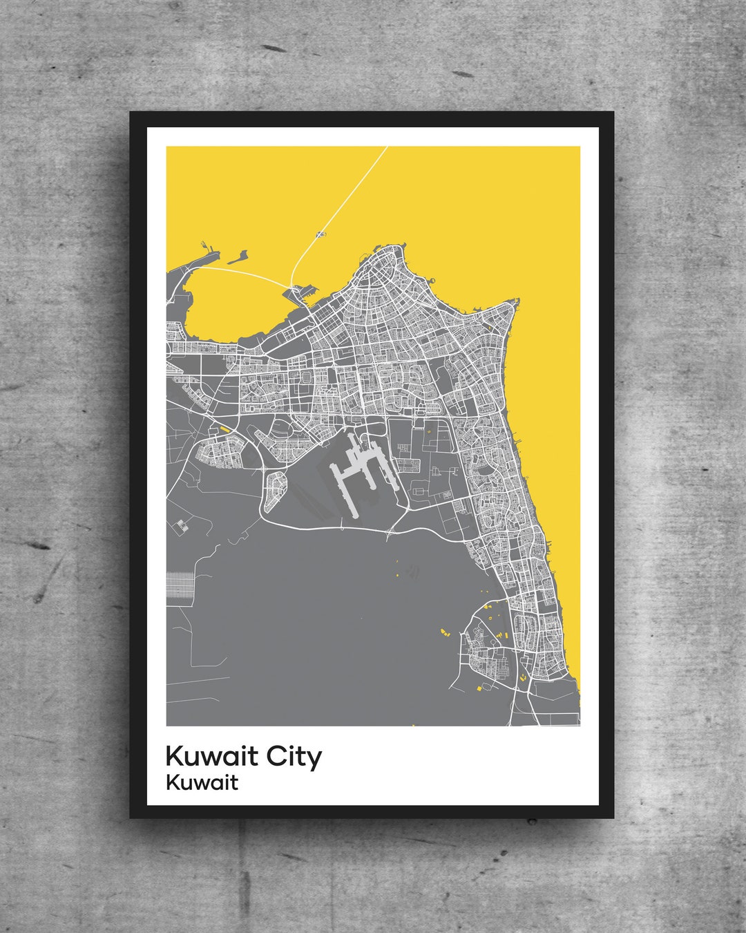 Kuwait City Minimalist Map Print Poster. Colourful Poster of Kuwait ...