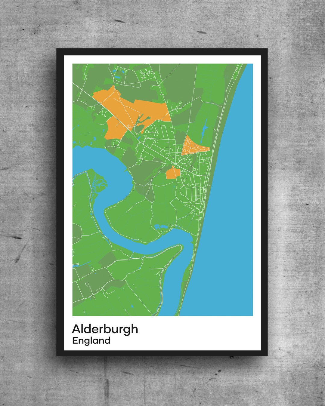 Alderburgh England 2 Minimalist Map Print Poster. Quality Colourful ...