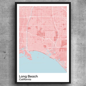 Long Beach California USA Minimalist Map Print Poster. Quality ...