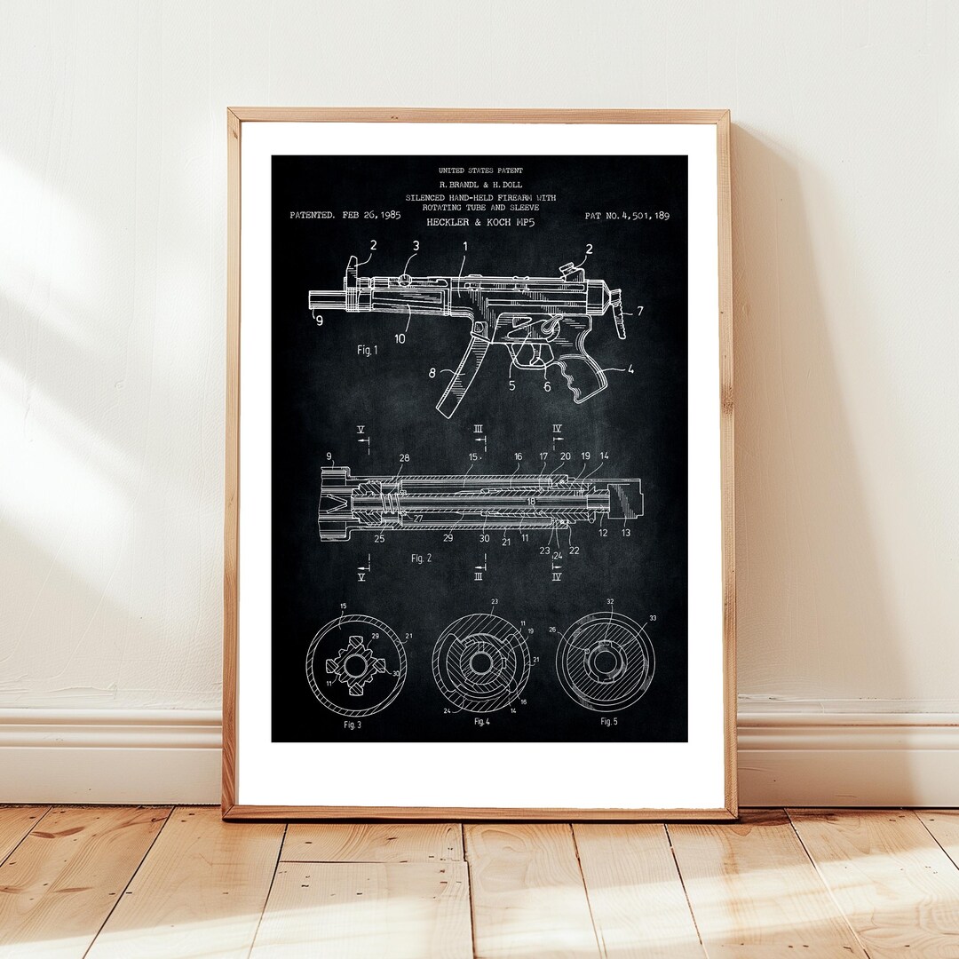 Heckler & Koch MP5 Sub Machine Gun From US Patent Office. Poster Gift ...