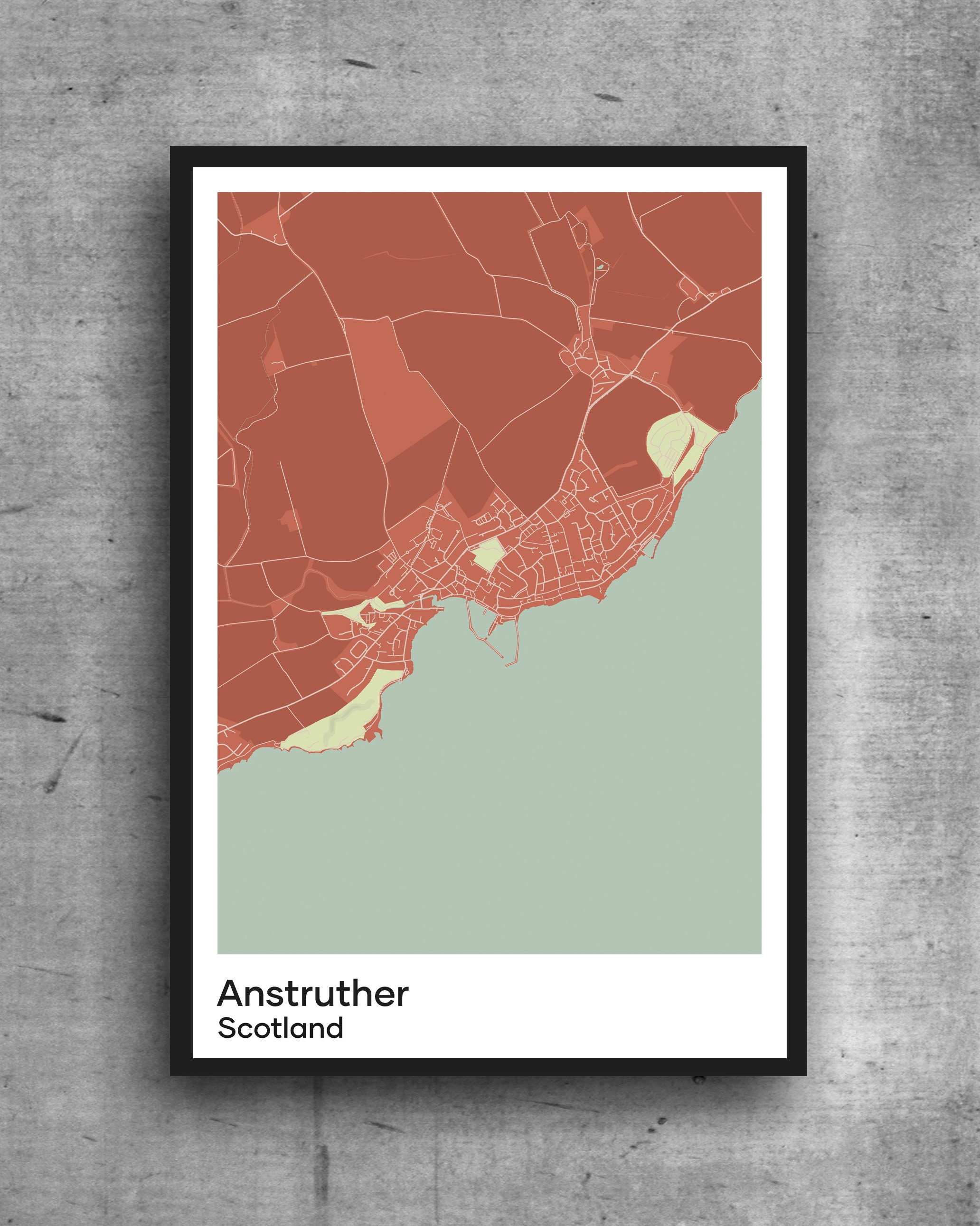 Anstruther Scotland Minimalist Map Print Poster. Quality Colourful ...
