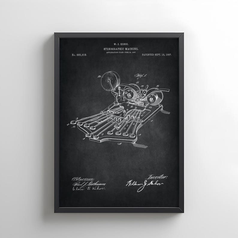 Stenography Machine Design From US Patent Office. Poster Gift ...