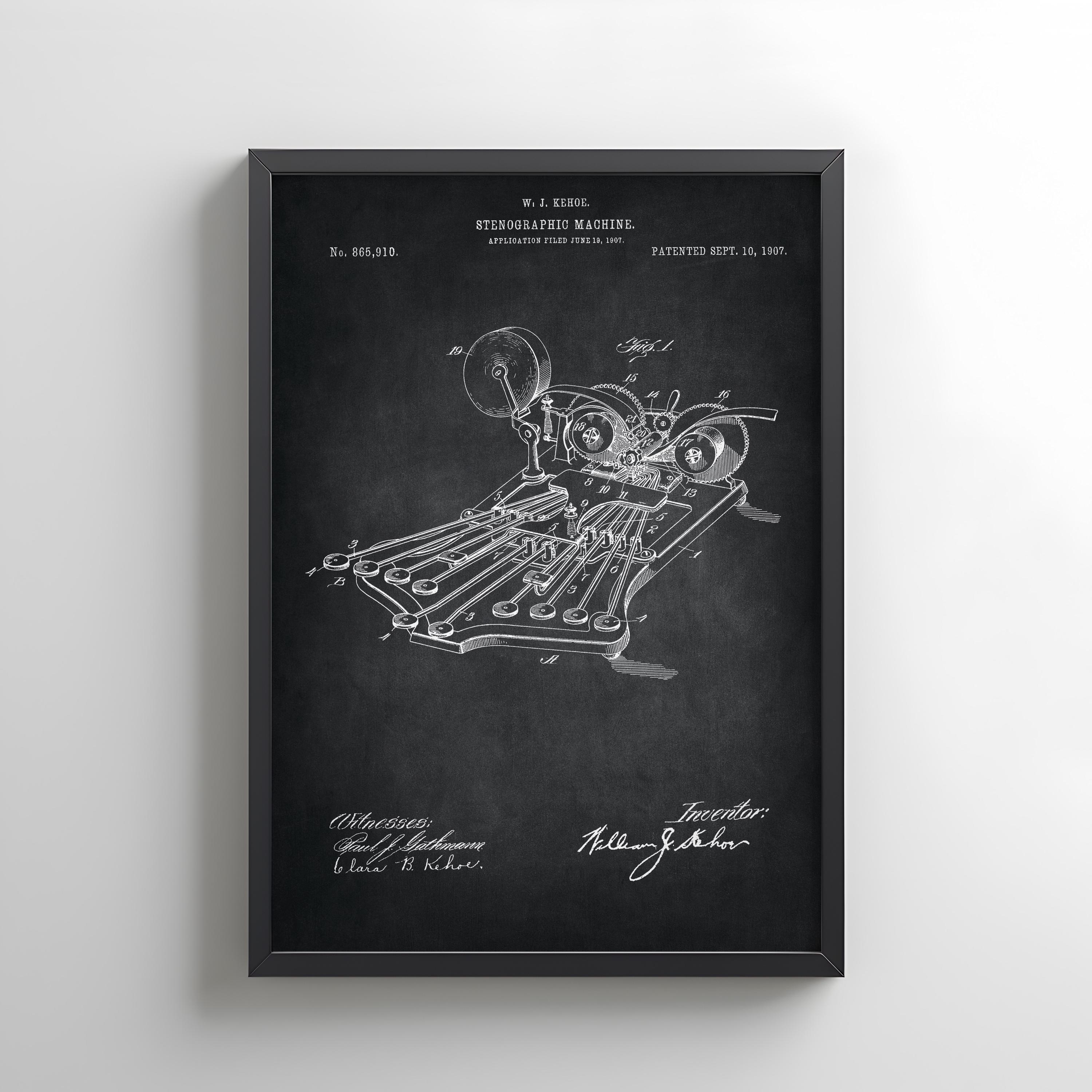 Stenography Machine Design From US Patent Office. Poster Gift ...