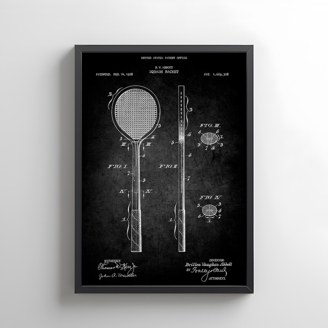 Vintage Design of a Squash Racquet From 1928 From US Patent Office ...