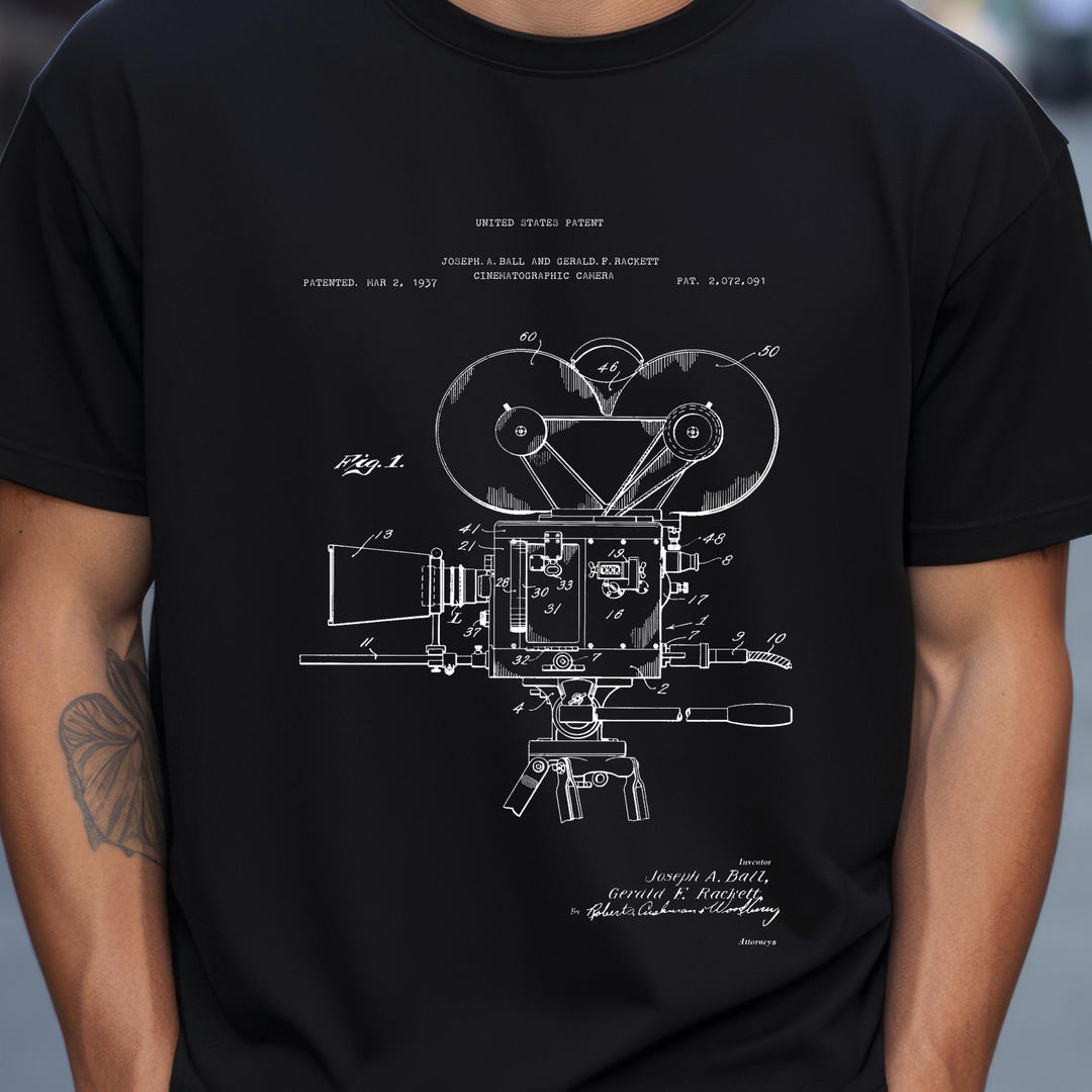 Cinematographic Movie Camera From US Patent Office. T-shirt Gift Movie ...