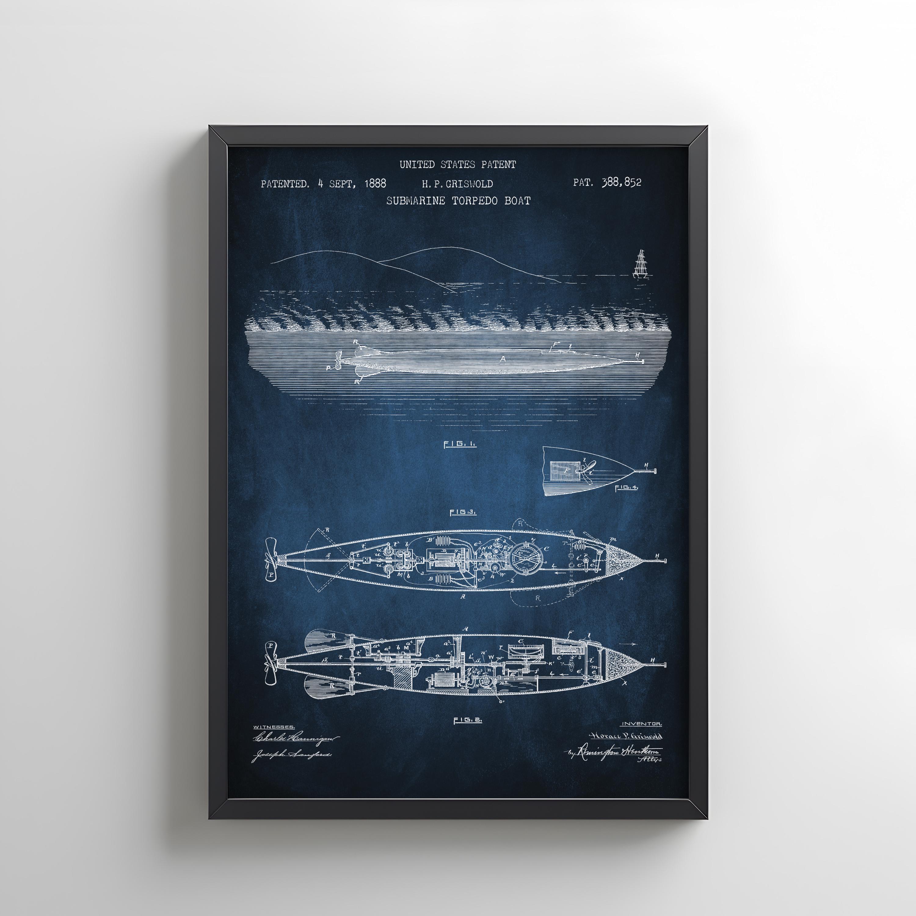 Vintage Torpedo Submarine Boat Design From 1888 From the US Patent ...