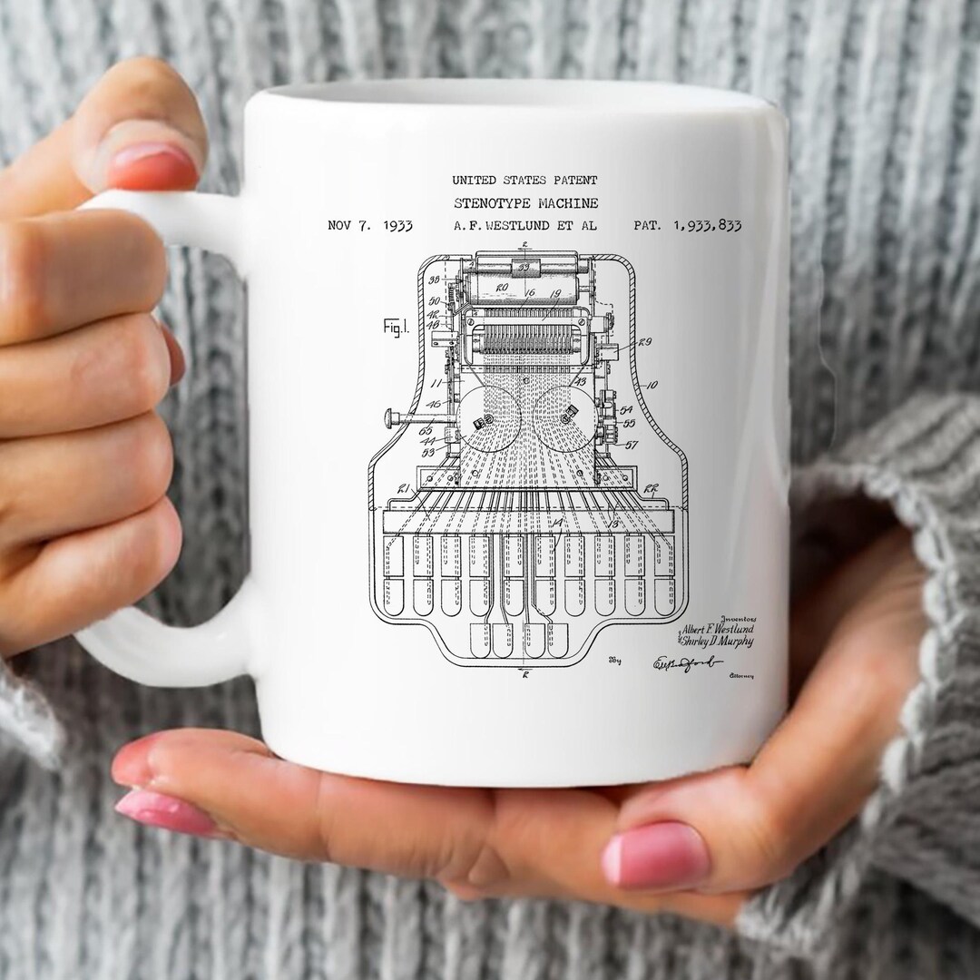 Stenography Machine Design From US Patent Office. Coffee Mug Gift ...
