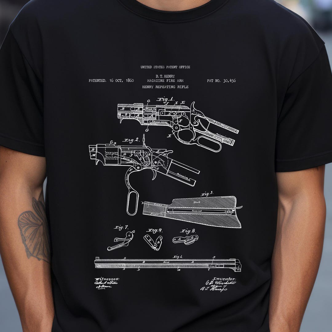 Repeating Rifle by Henry From 1860 From US Patent Office. T-shirt Gift ...