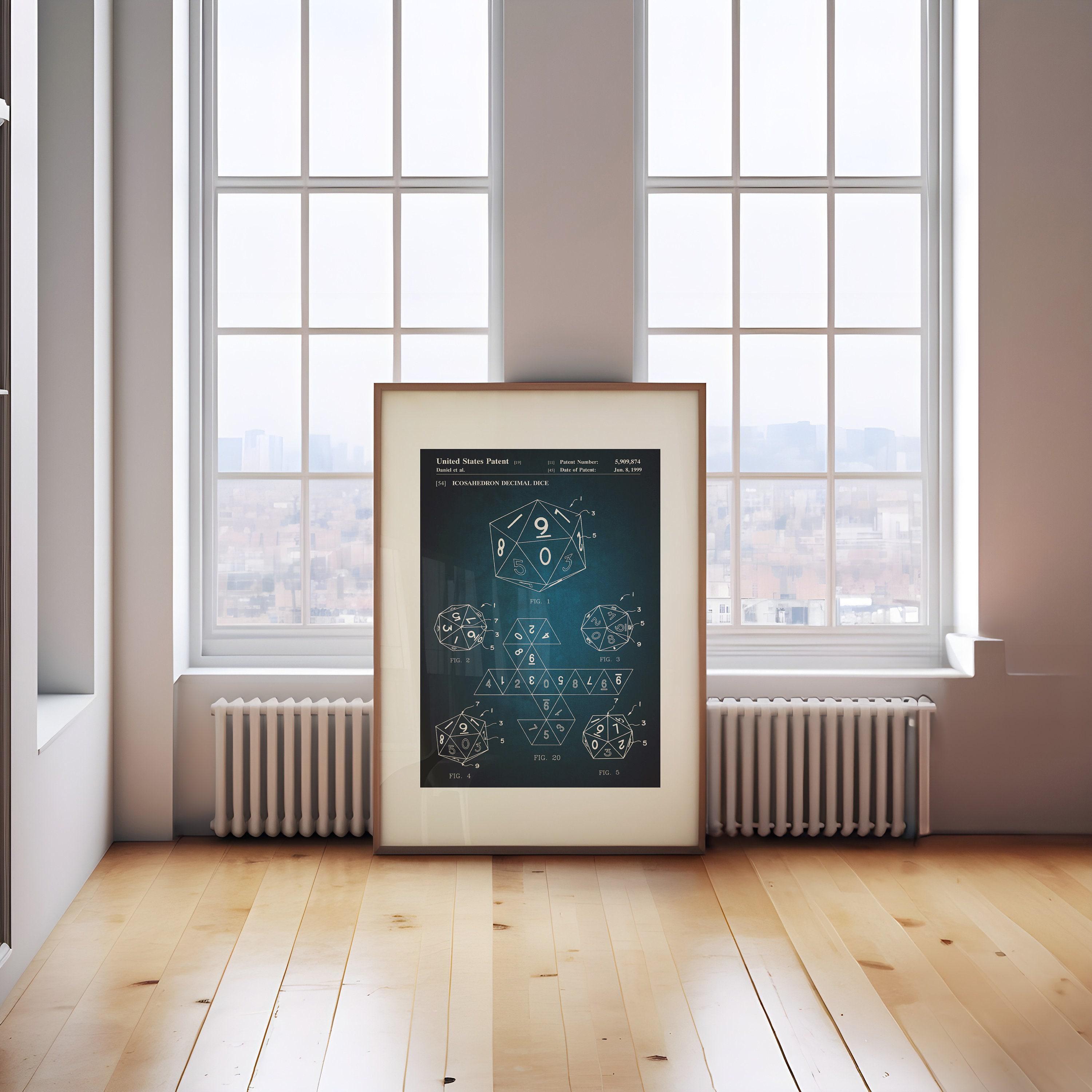 20 Sided Icosahedron Decimal Dice Design From US Patent Office. Poster ...
