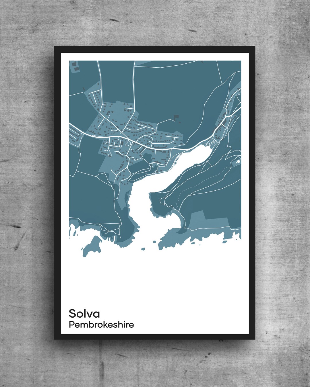 Solva Pembrokeshire 2 Minimalist Map Print Poster. Quality Colourful ...