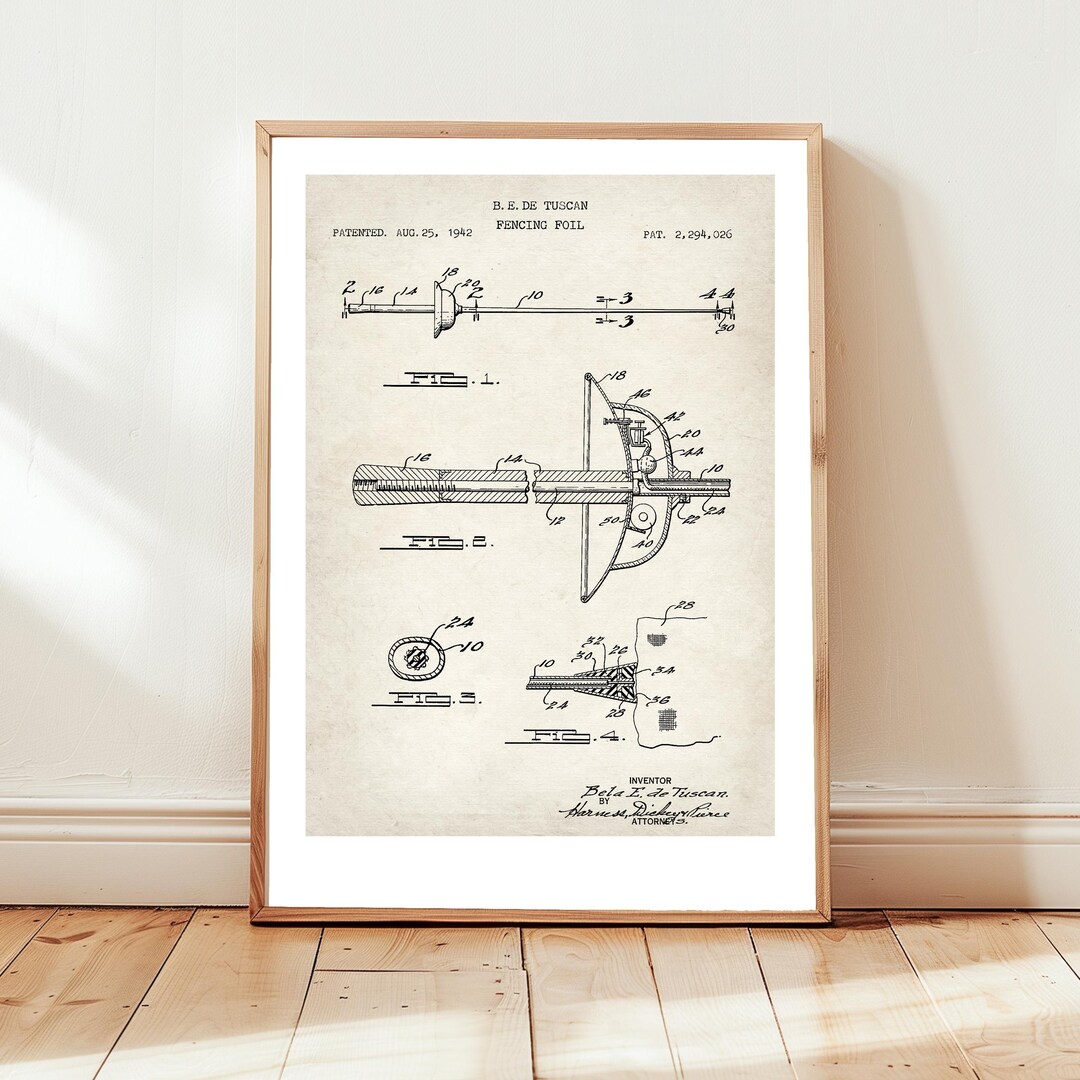 Fencing Foil Design From US Patent Office. Poster Gift for Fencer ...