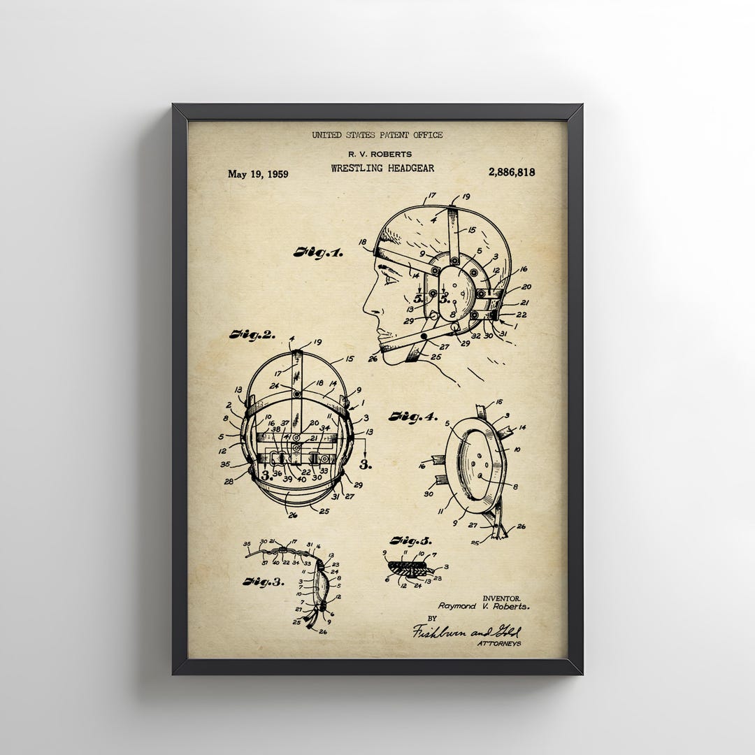 Design of a Wrestling Headgear Helmet From the US Patent Office. Poster ...