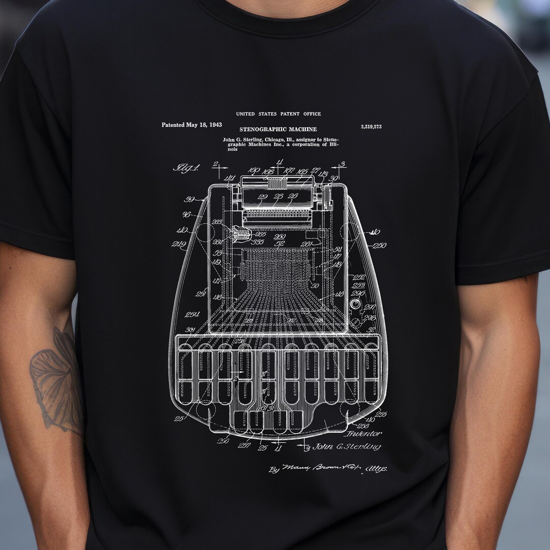 Stenography Machine Design From US Patent Office. T-shirt Gift ...