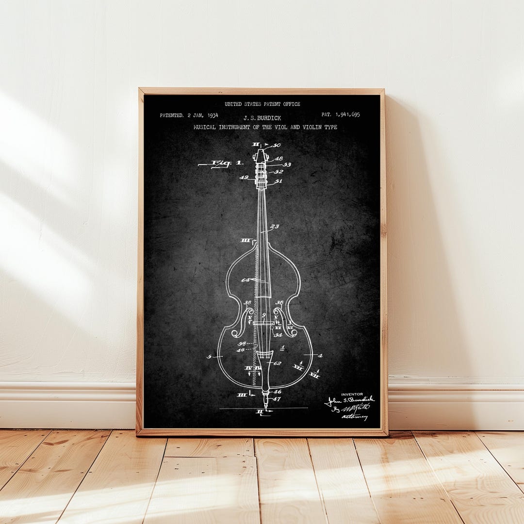 Vintage Cello Design From1934 From US Patent Office. Poster Gift for ...