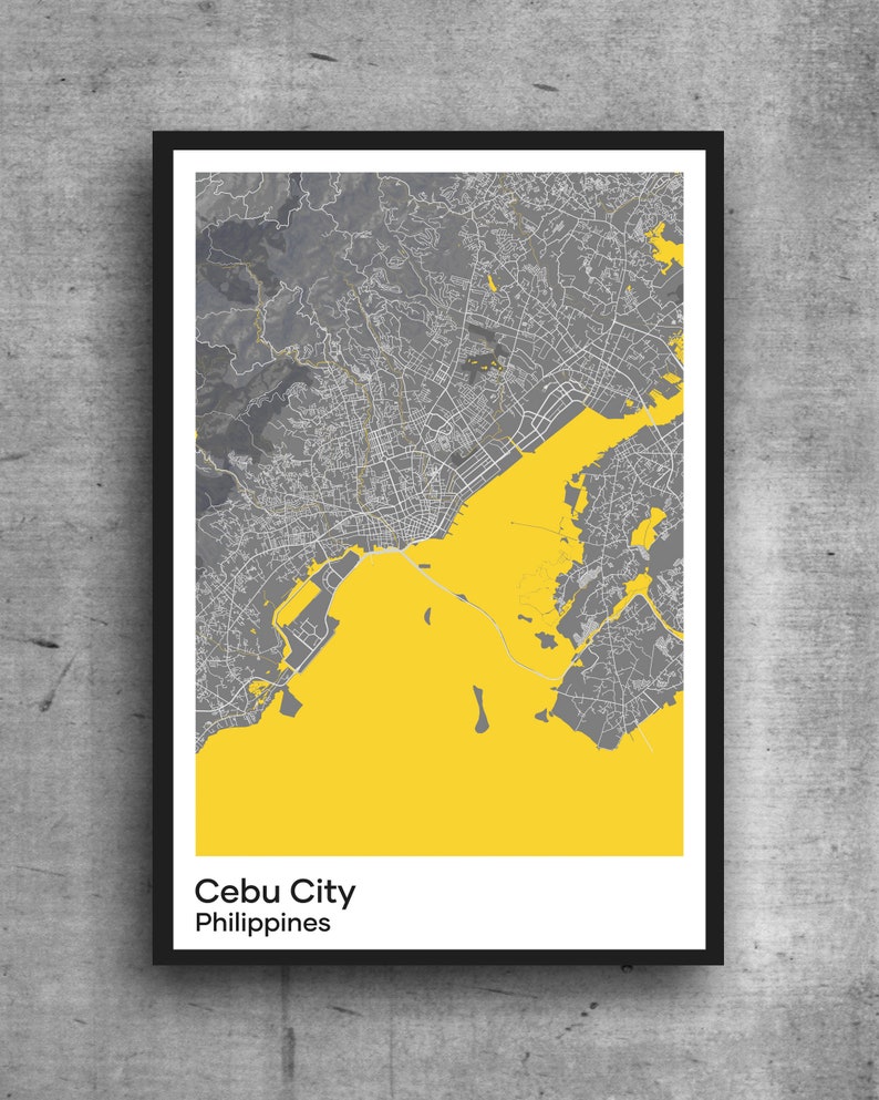 Cebu City Philippines Minimalist Map Print Poster. Quality Colourful ...