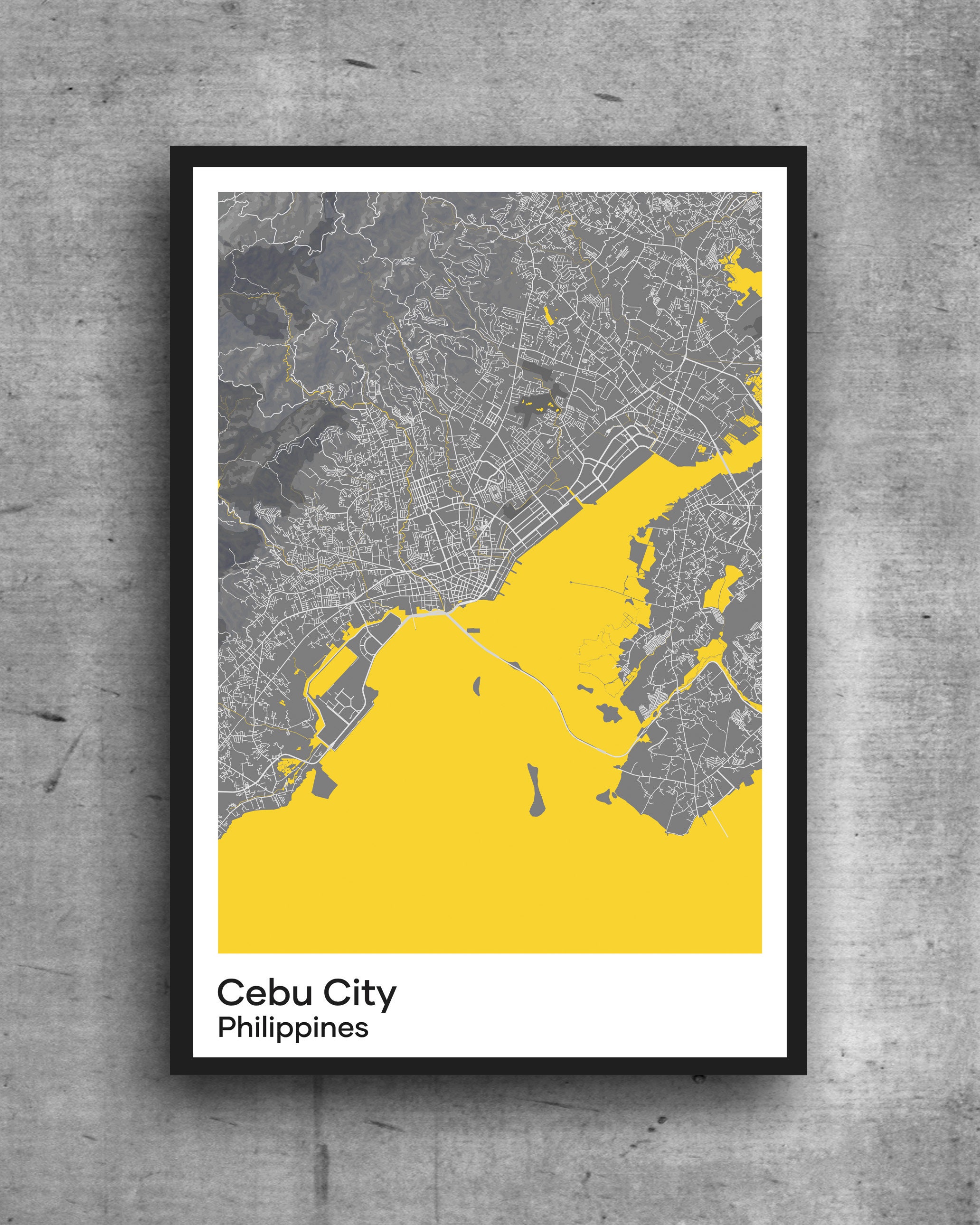 Cebu City Philippines Minimalist Map Print Poster. Quality Colourful ...