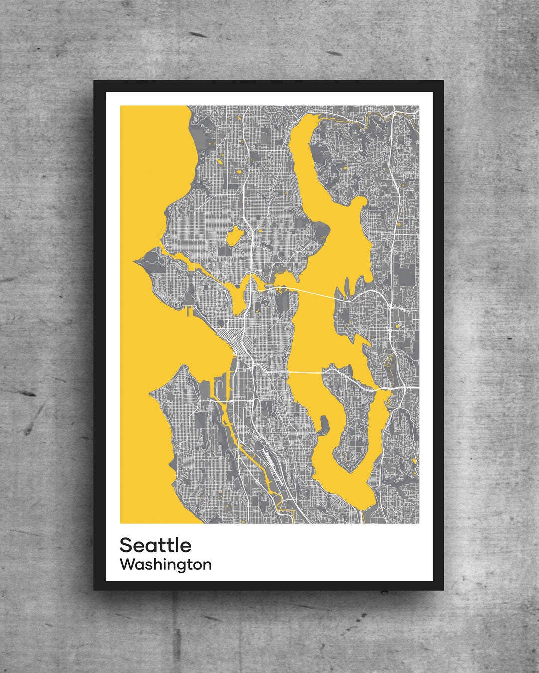 Seattle Minimalist Map Print Poster. Quality Colourful Poster of ...