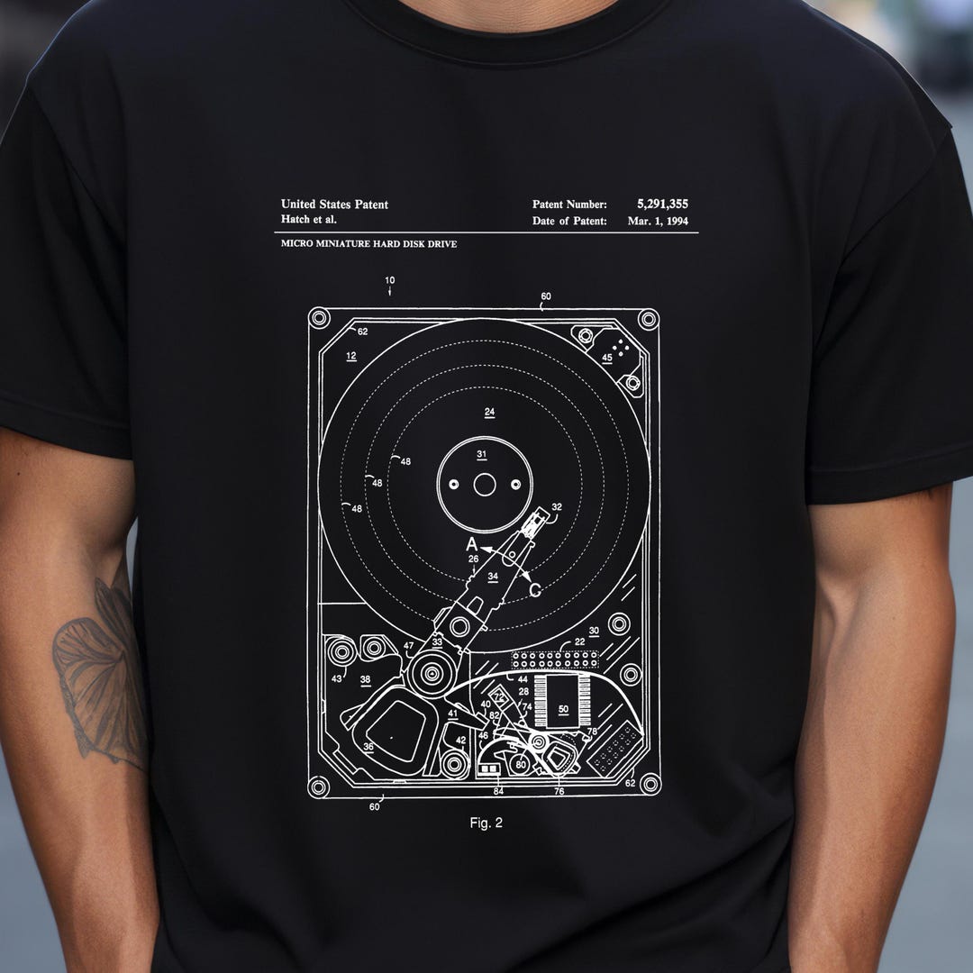 Computer Hard Disk Drive Design From US Patent Office. T-shirt Gift IT ...