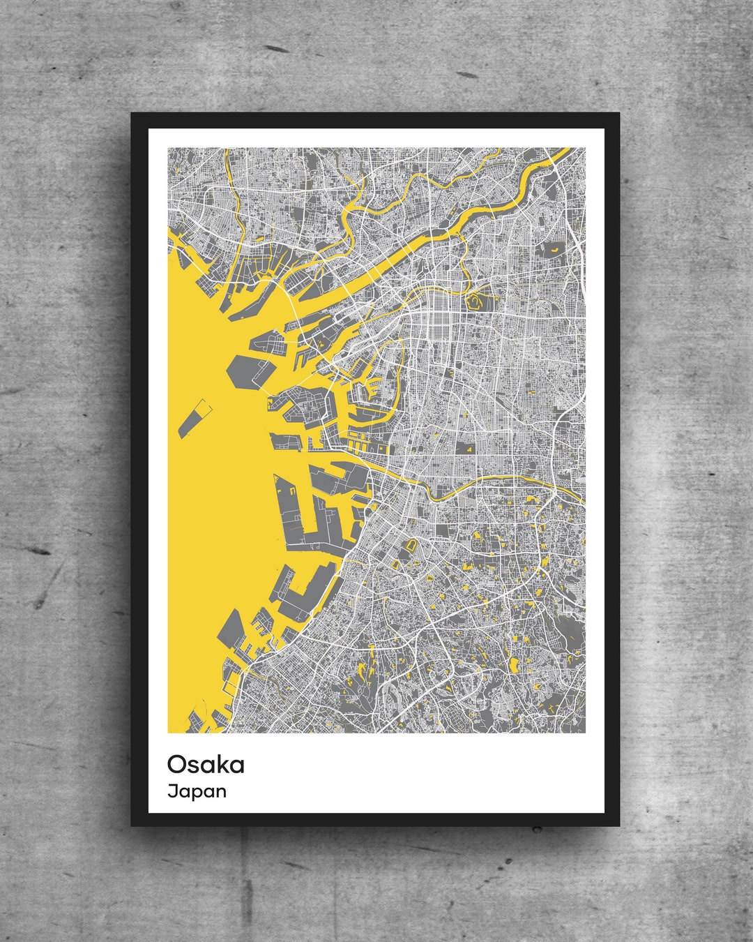Osaka Minimalist Map Print Poster. Quality Colourful Poster of Osaka ...