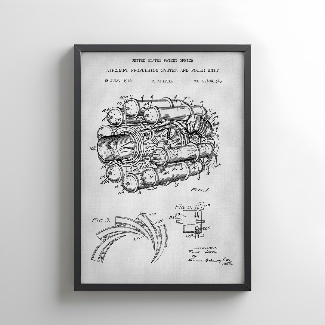 Frank Whittle Jet Engine Propulsion System From1946 From the US Patent ...