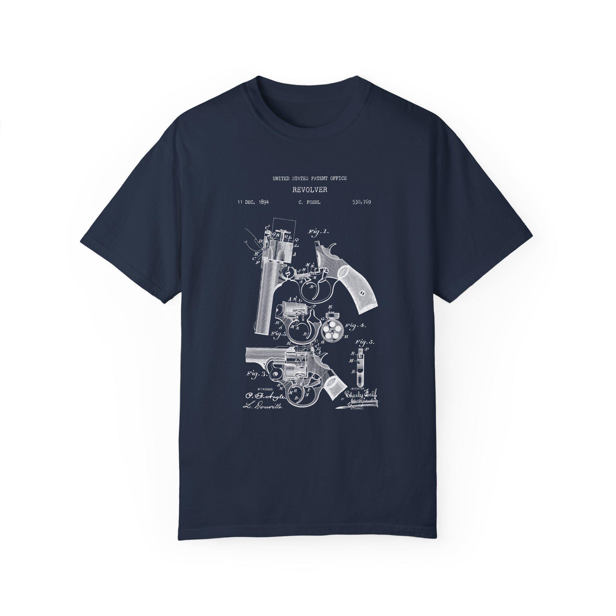 Revolver Pistol Firearm From 1894 From US Patent Office. T-shirt Gift ...