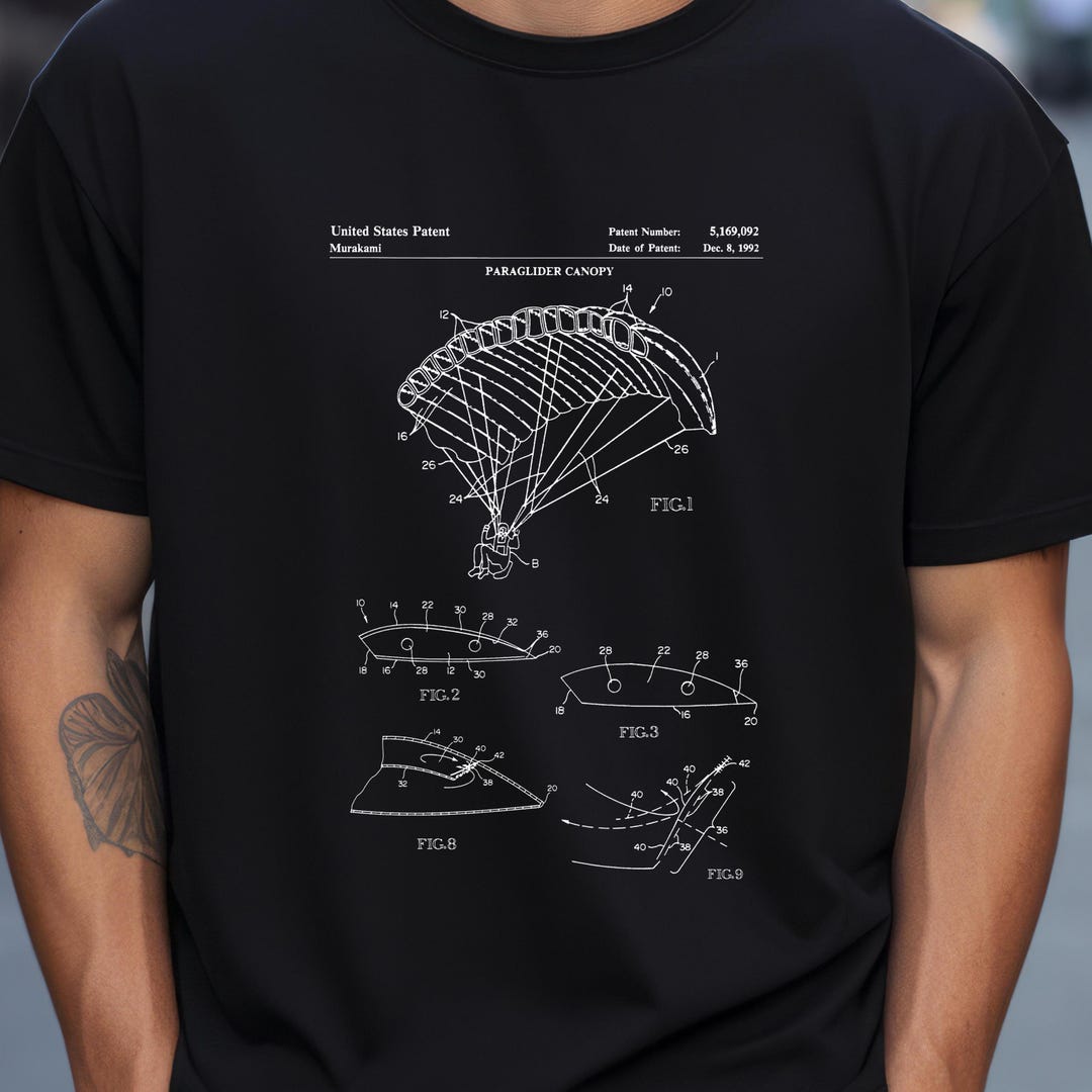 Design of Paragliding Canopy From US Patent Office. T-shirt Gift for ...