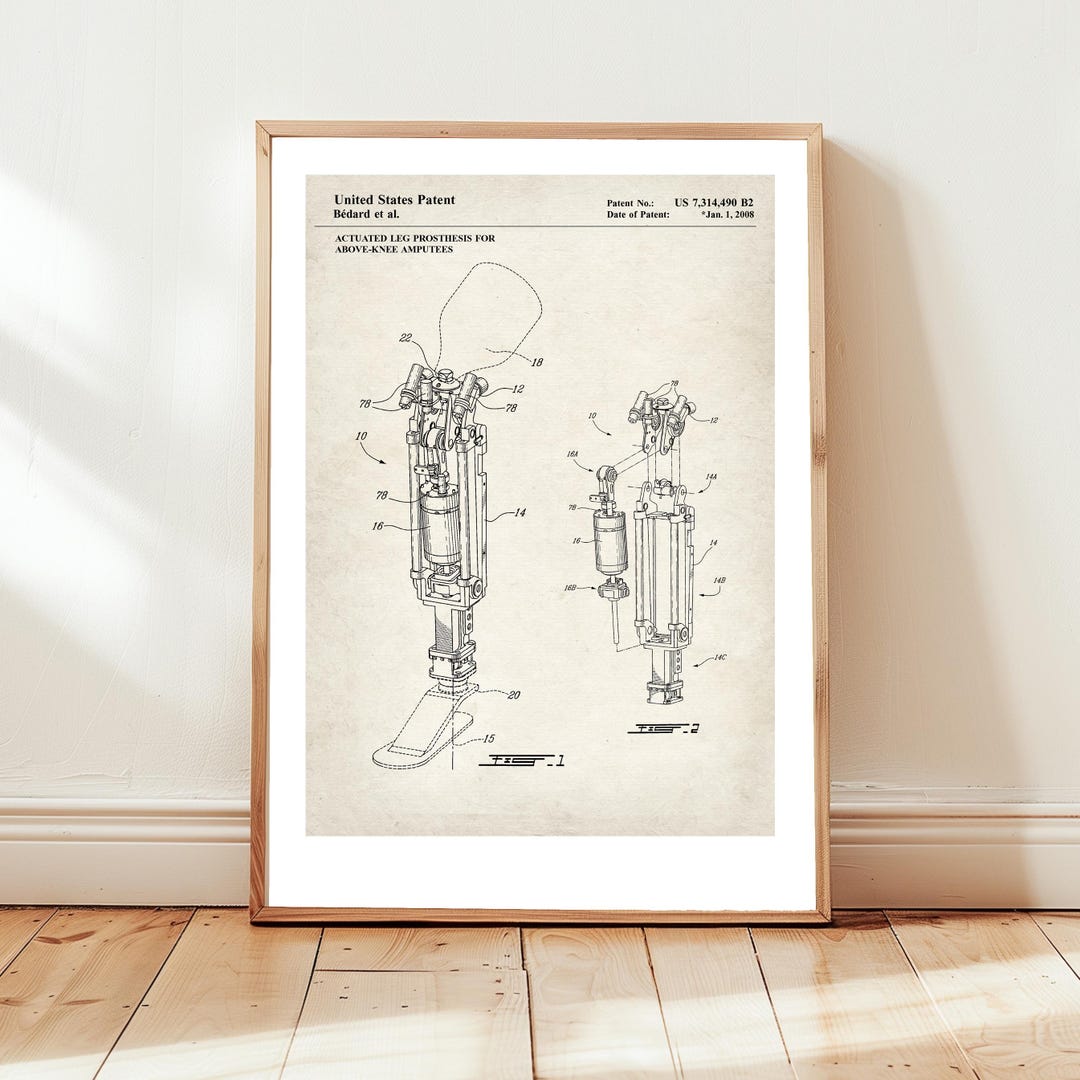 Prosthetic Bionic Leg Design From US Patent Office. Poster Gift ...