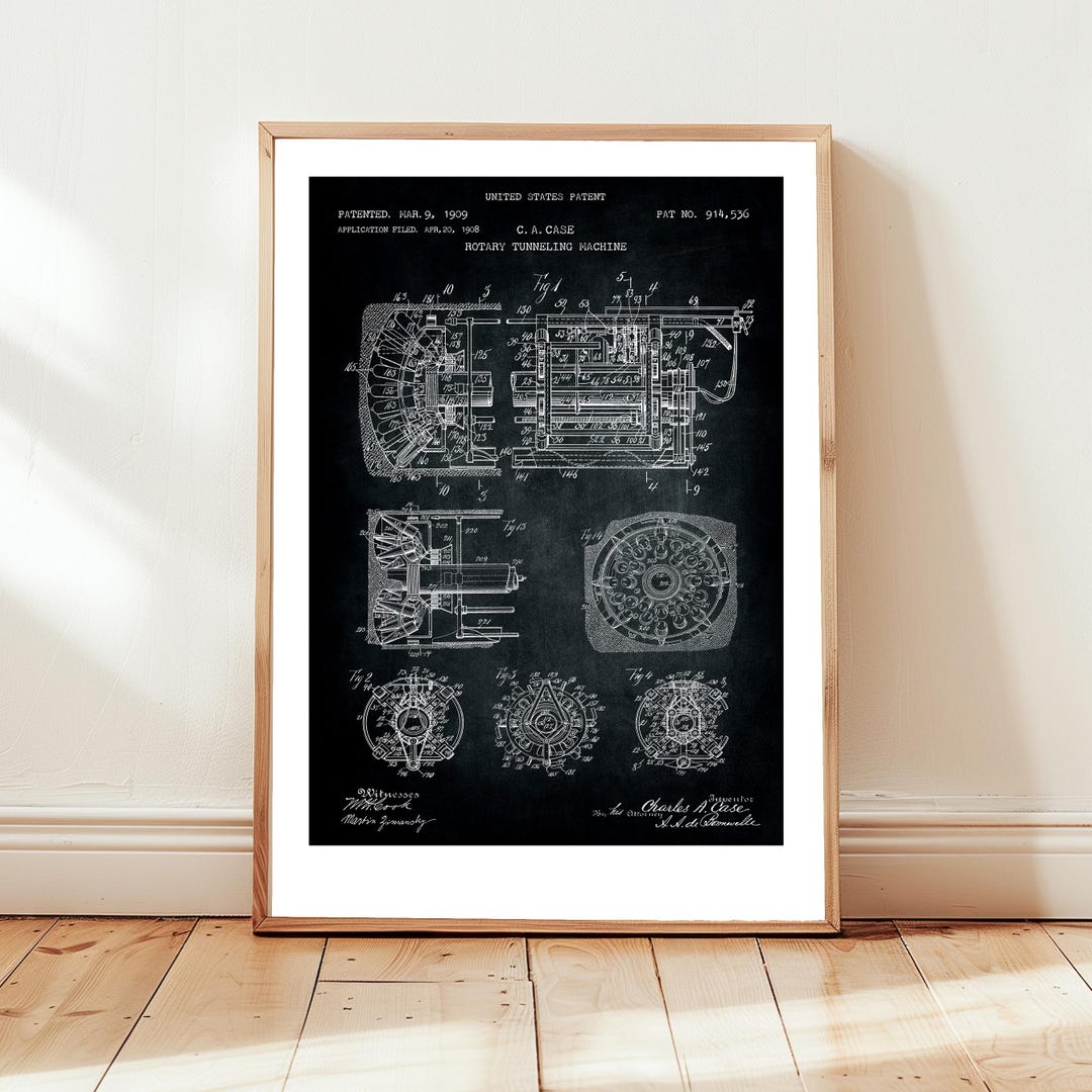 Tunnel Boring Machine Design From US Patent Office. Poster Gift ...