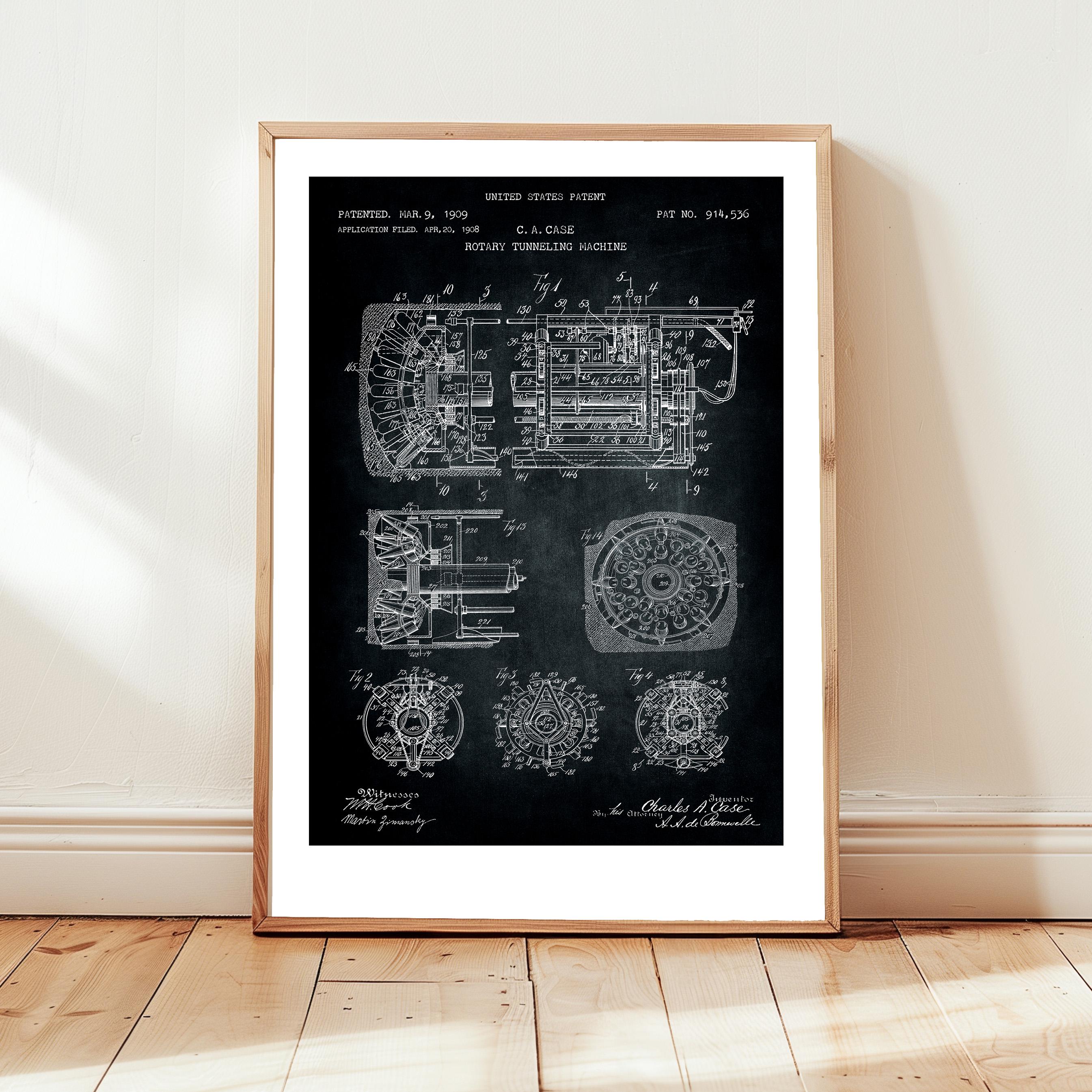 Tunnel Boring Machine Design From US Patent Office. Poster Gift ...