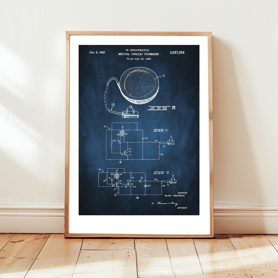 Pacemaker Design From 1962 From US Patent Office. Poster Gift Doctor ...